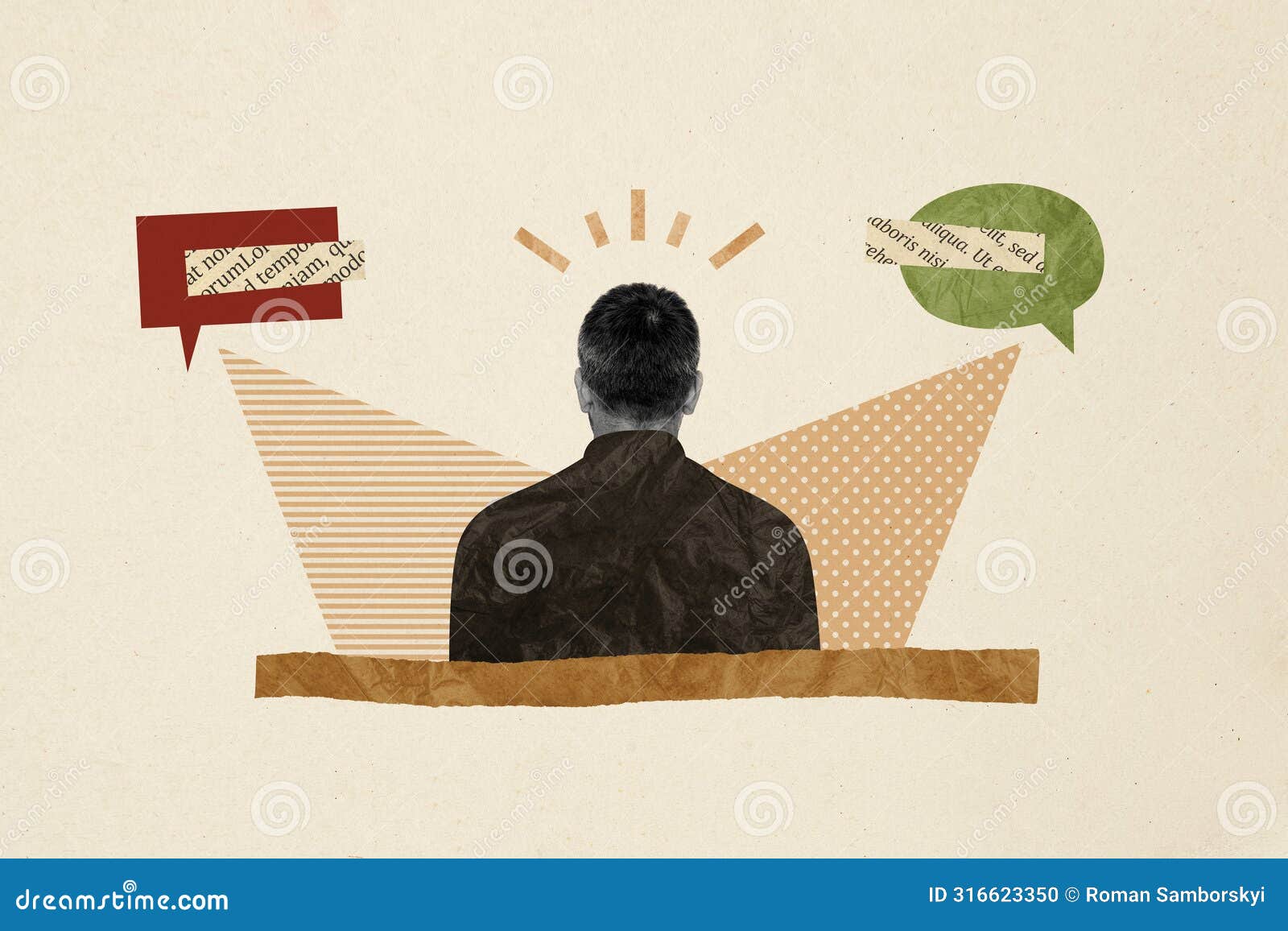 Creative Collage Picture Mature Man Sitting Textbox Reply Chatting ...