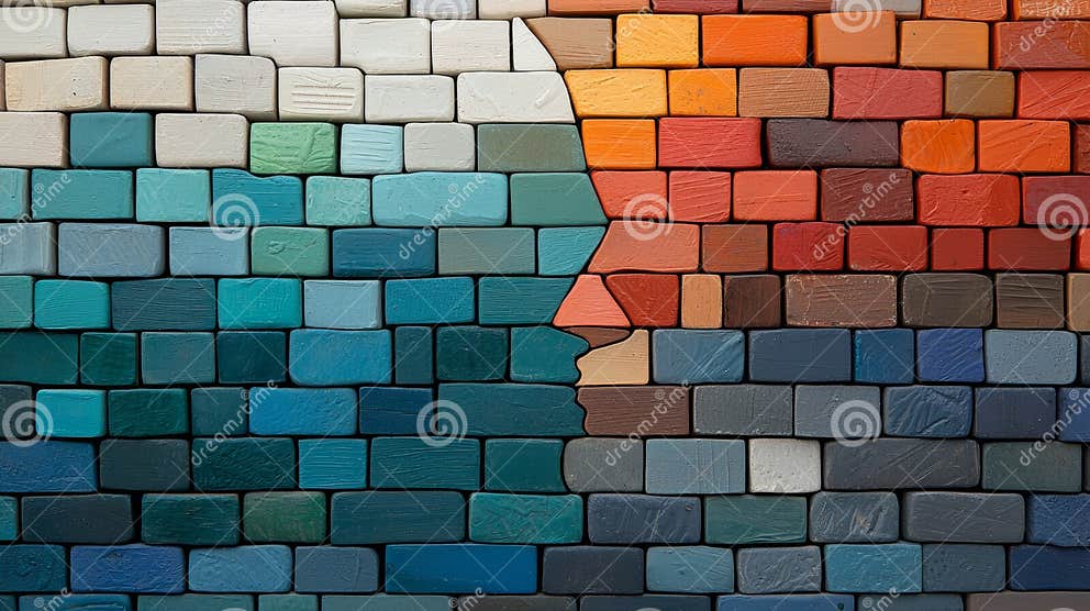 Creative Collage of Plastic Items Forming Face Profile in Vibrant ...