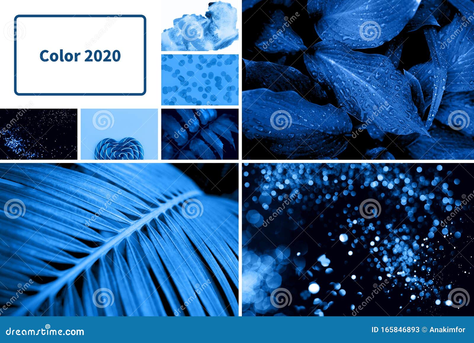 Creative Collage in Trendy Blue Color. Stock Image - Image of ...