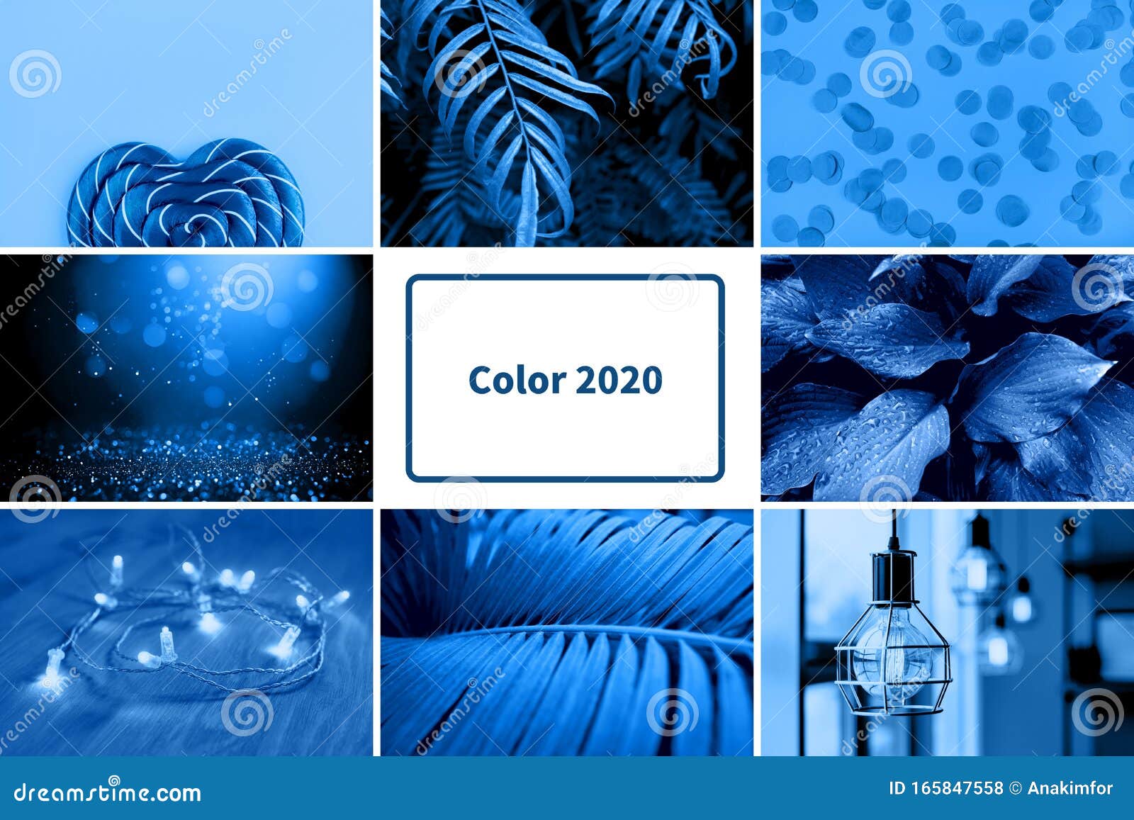 Creative Collage in Trendy Blue Color. Editorial Stock Photo - Image of ...