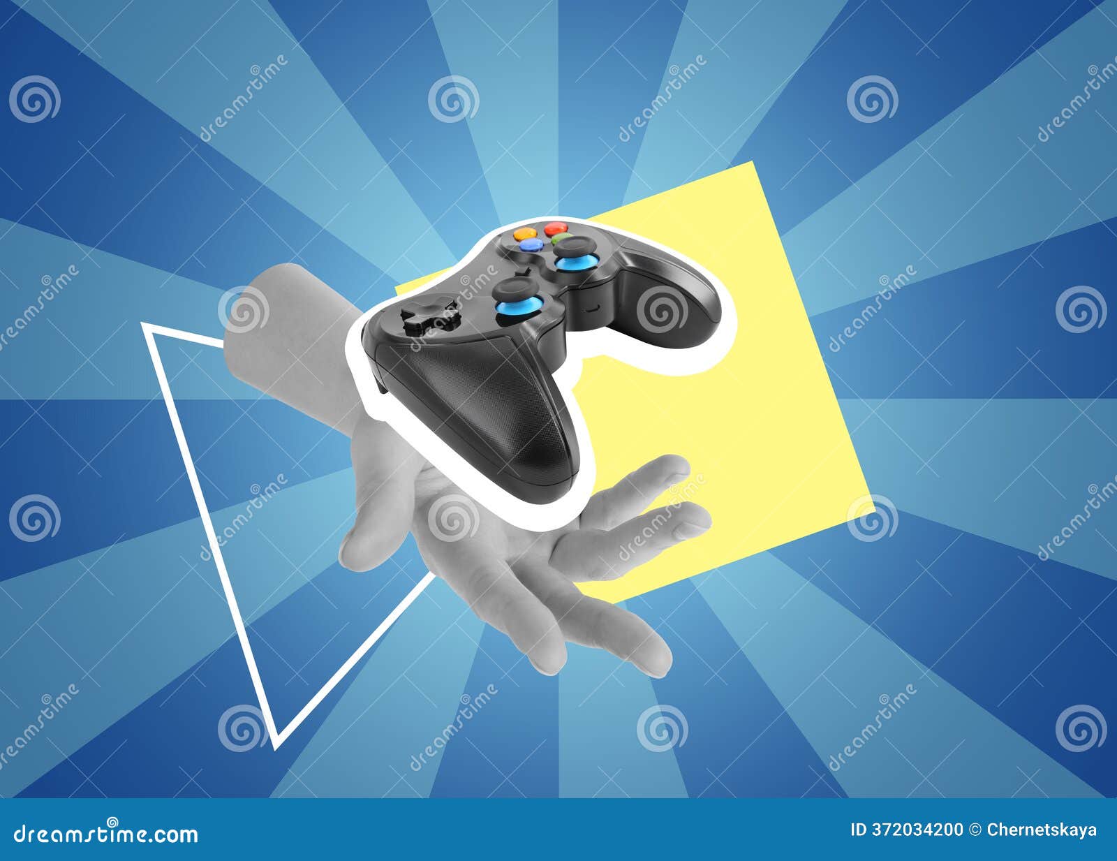 Creative 3d Collage Artwork Poster Postcard Sketch Of Happy Girl Stand ...