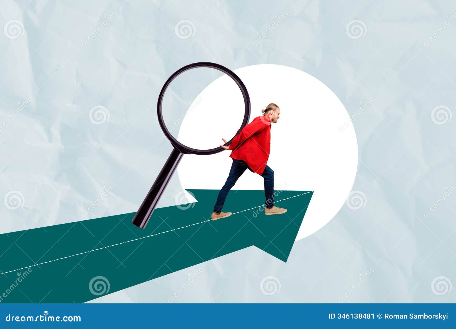 Creative Collage Young Man Carry Magnifying Loop Enlarger Glass ...