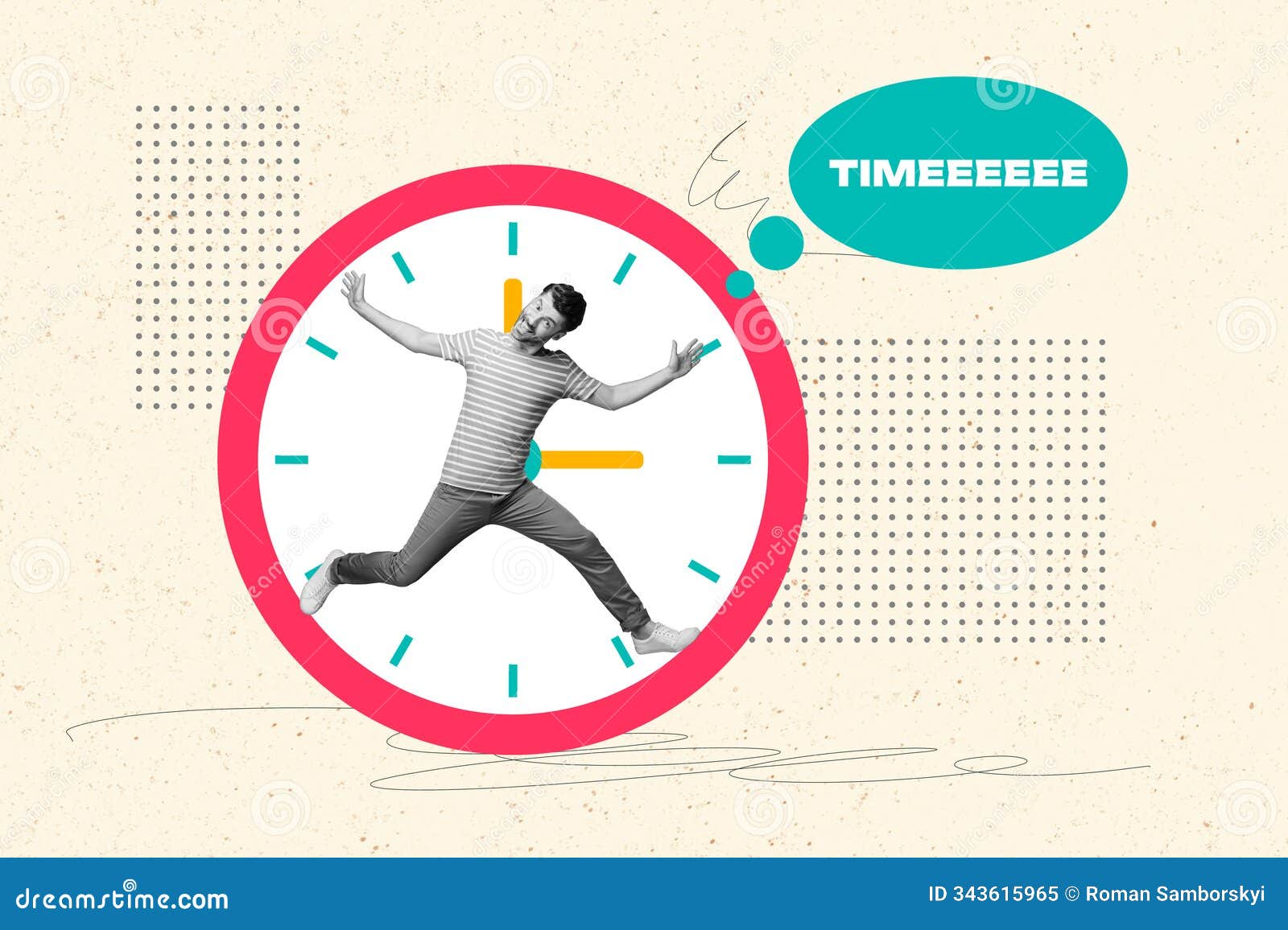 Creative Collage Young Man Time Management Arrangement Clock Countdown ...