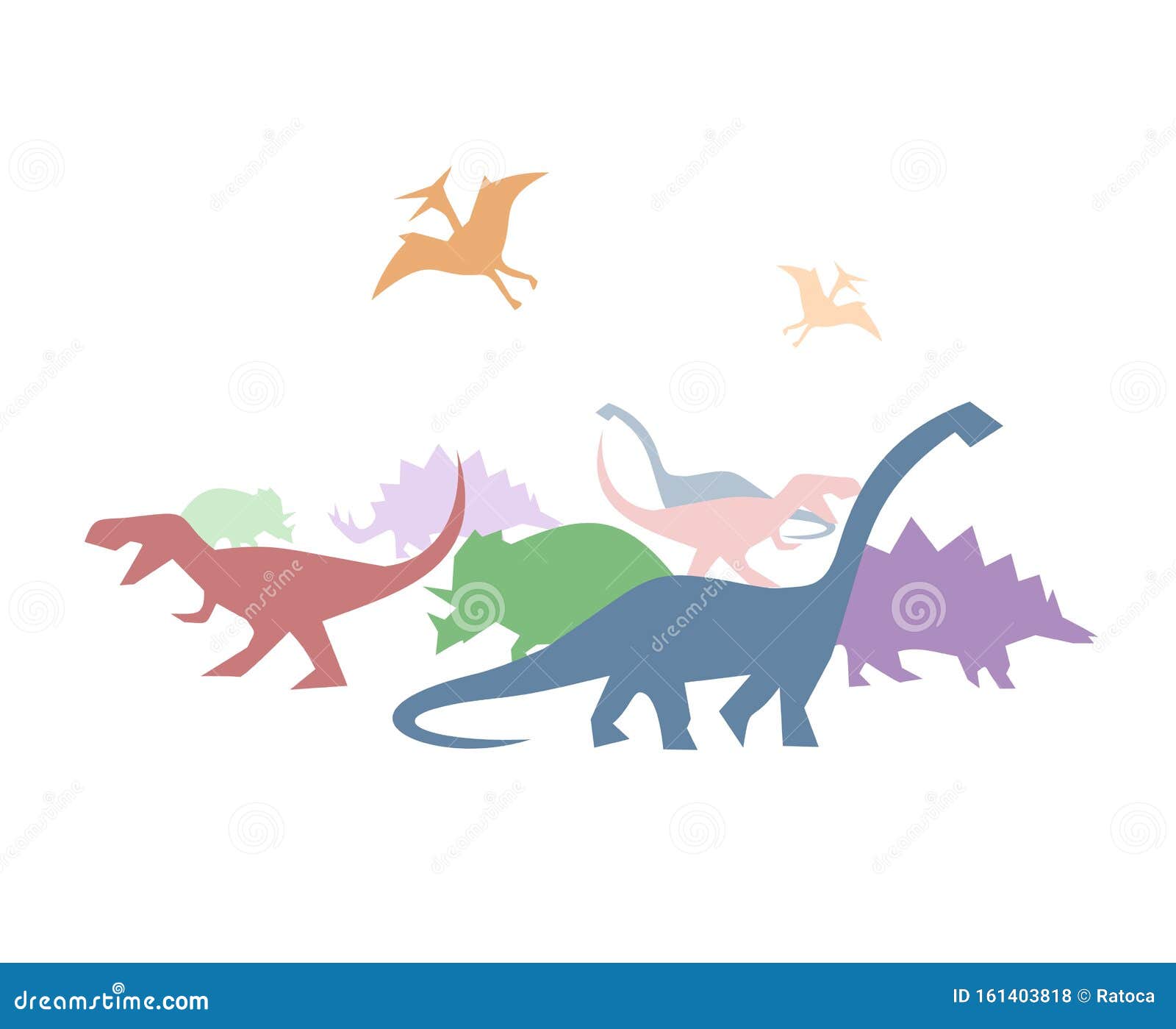 Creative Color Dinosaurs Illustration Stock Vector - Illustration of ...