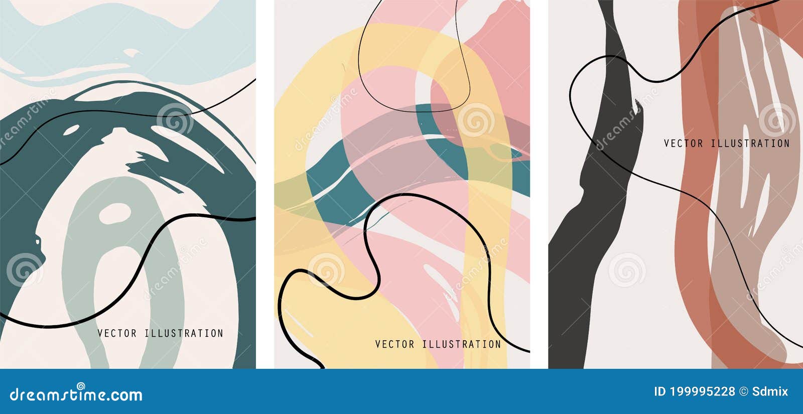 Creative Color Doodle Art Header Set with Different Shapes and Textures ...