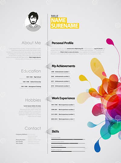 Creative, Color Rich CV / Resume Template. Stock Vector - Illustration ...