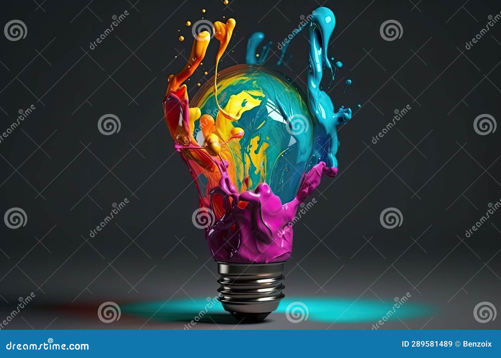 Creative Colored Light Bulb Explosion with Shards and Paint, a Creative ...