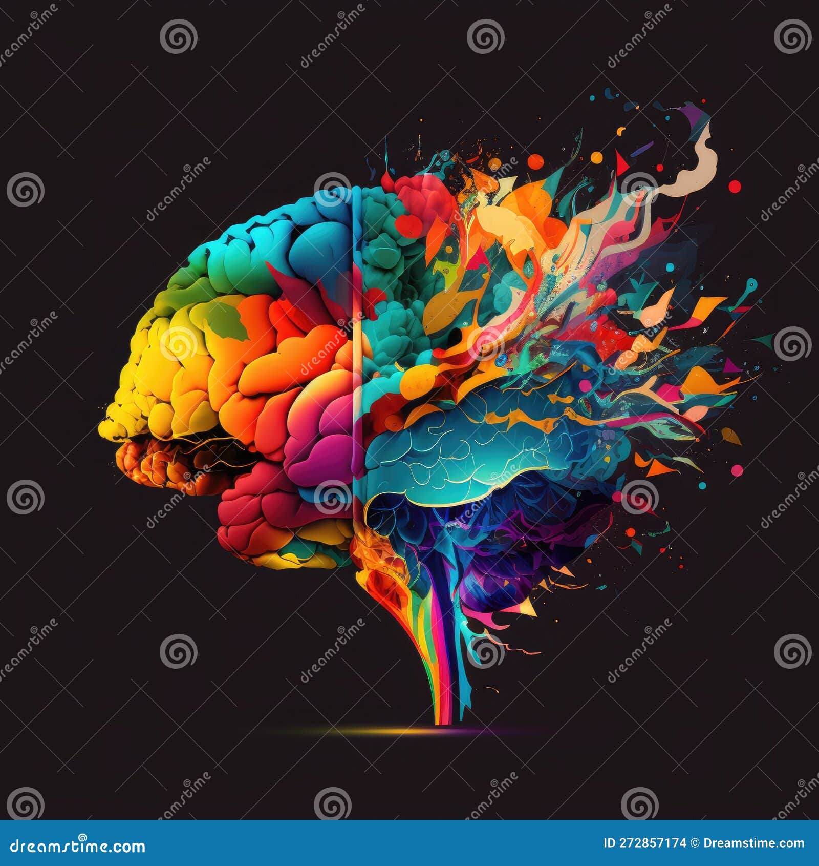 Creative Colorful Abstract Human Brain on a Dark Background. Knowledge ...