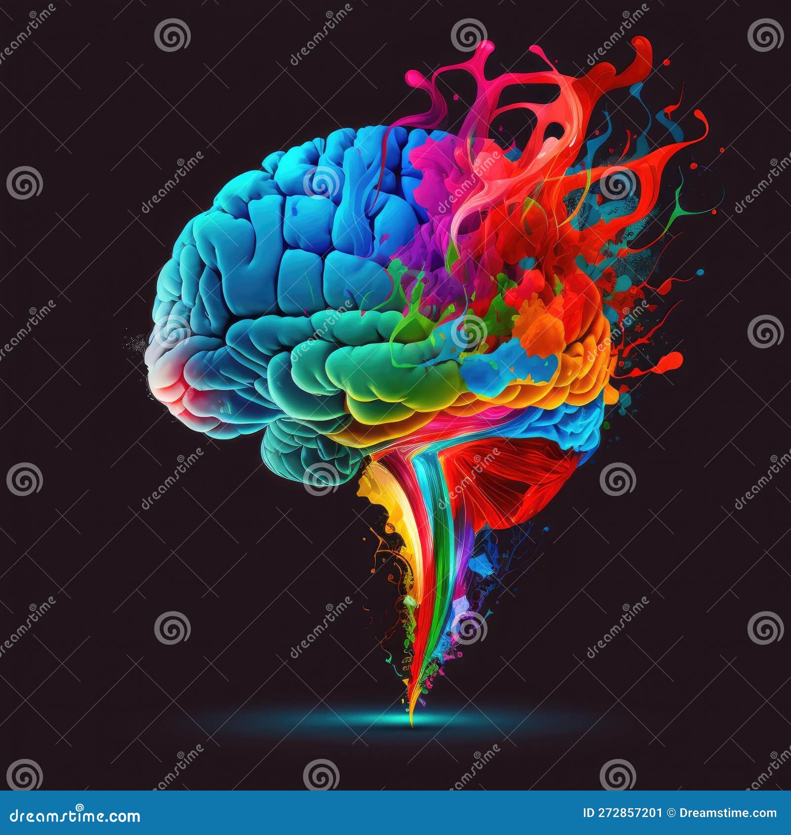 Creative Colorful Abstract Human Brain on a Dark Background. Knowledge ...