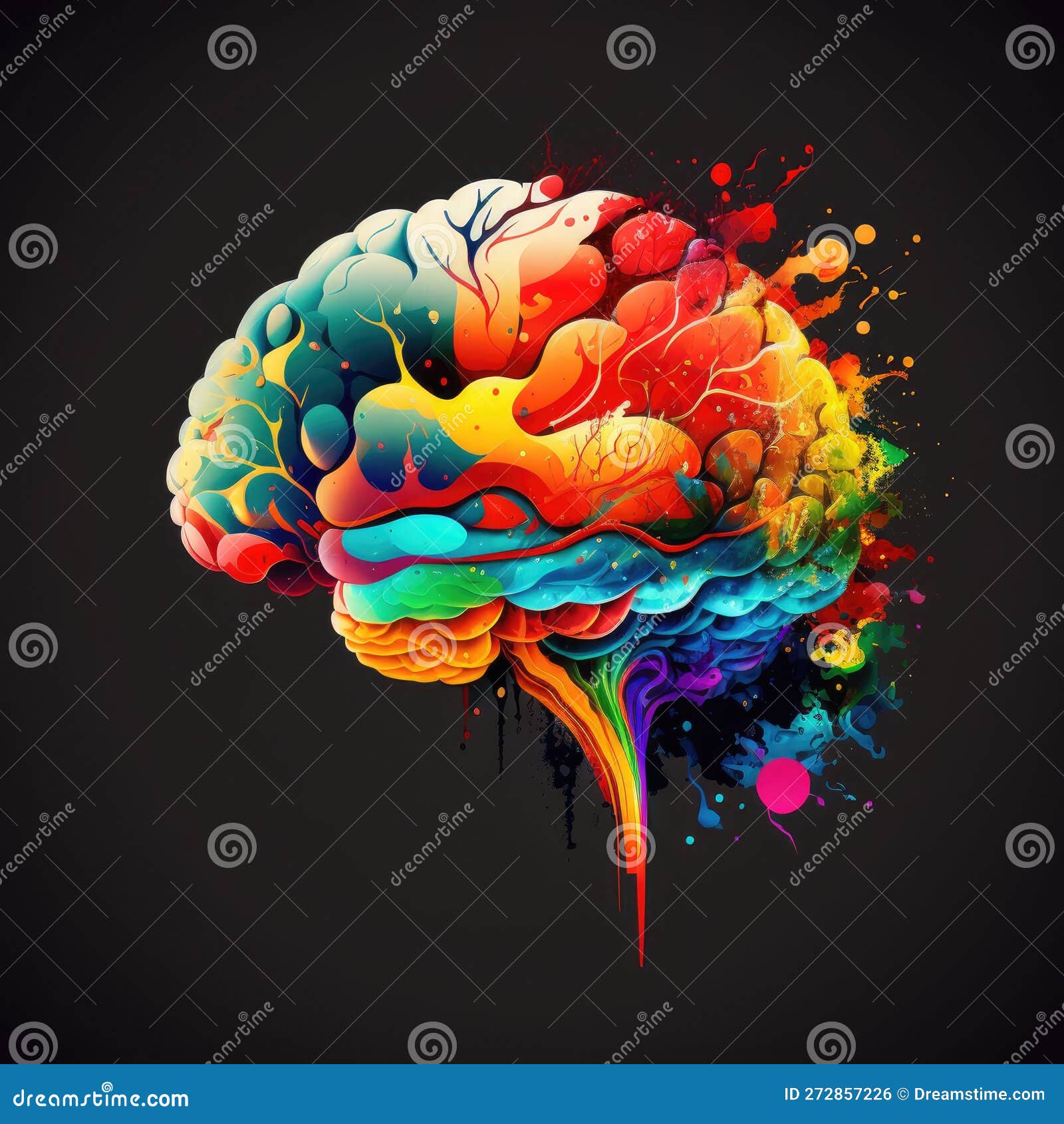 Creative Colorful Abstract Human Brain on a Dark Background. Knowledge ...