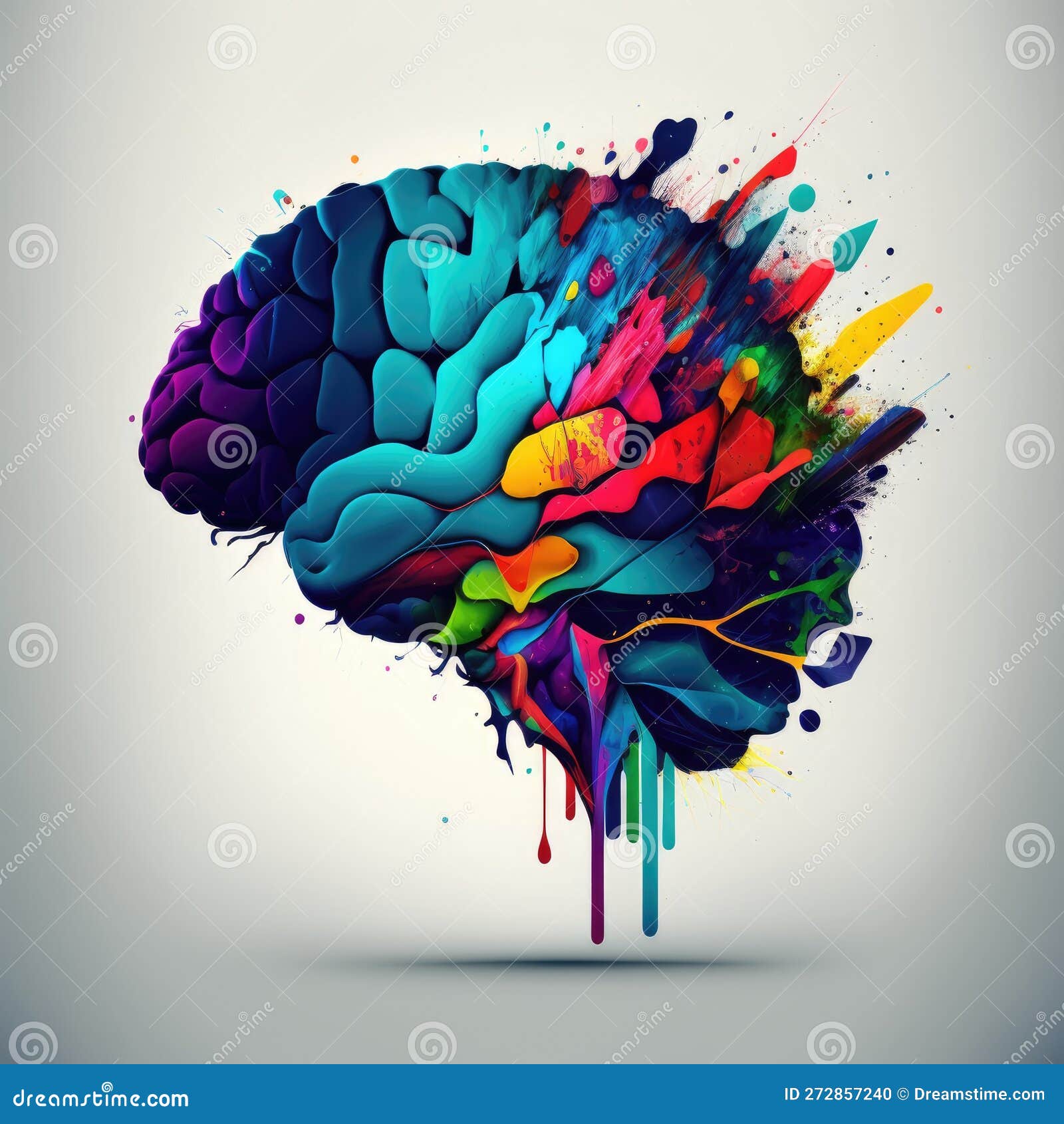 Creative Colorful Abstract Human Brain on a Light Background. Knowledge ...