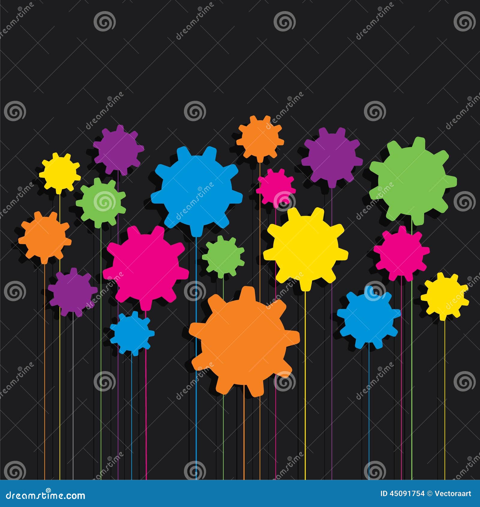 Creative Colorful Gear Pattern Background Stock Vector - Illustration ...
