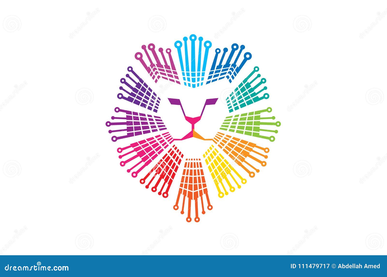 Colorful Lion Head Technology Logo Stock Vector - Illustration of beast ...