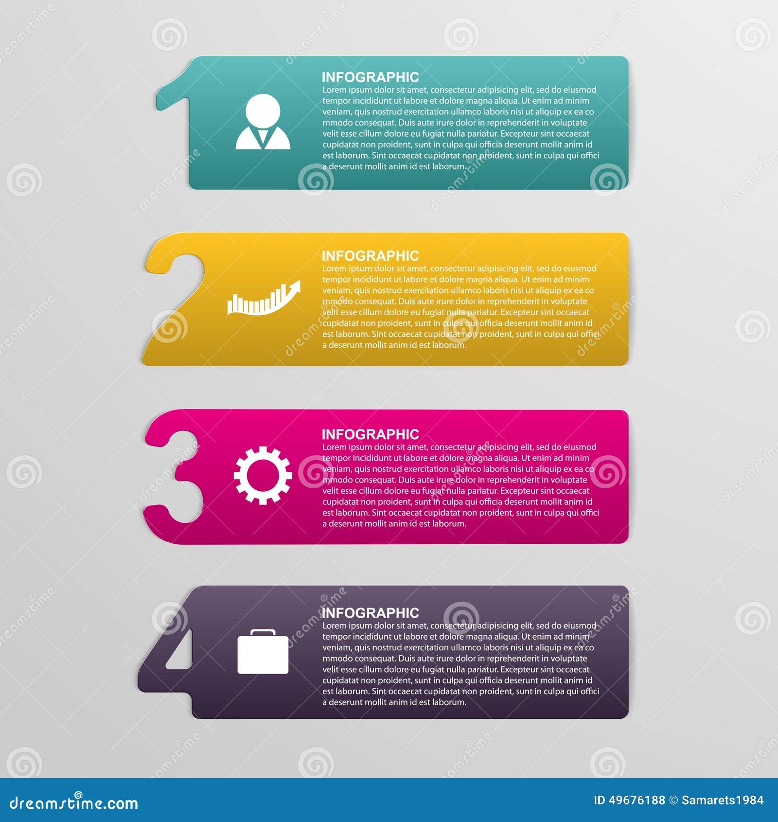 Creative Colorful Numbered Infographic in the Form of Ribbons. Design ...