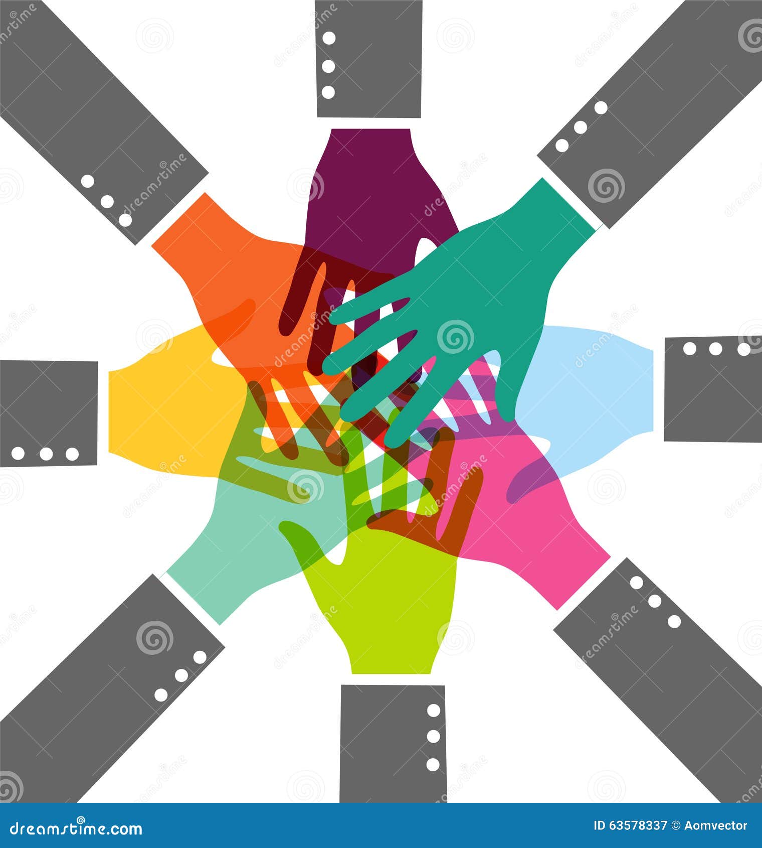 Creative Colorful Teamwork Business Hand Stock Vector - Illustration of ...