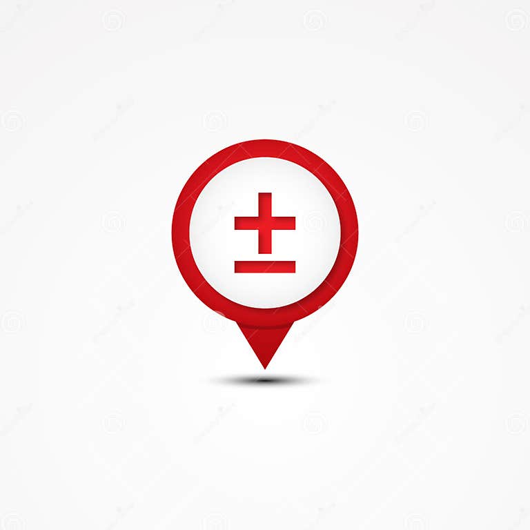 Creative Combination Plus or Minus Mathematics Symbol and Map Pointer ...