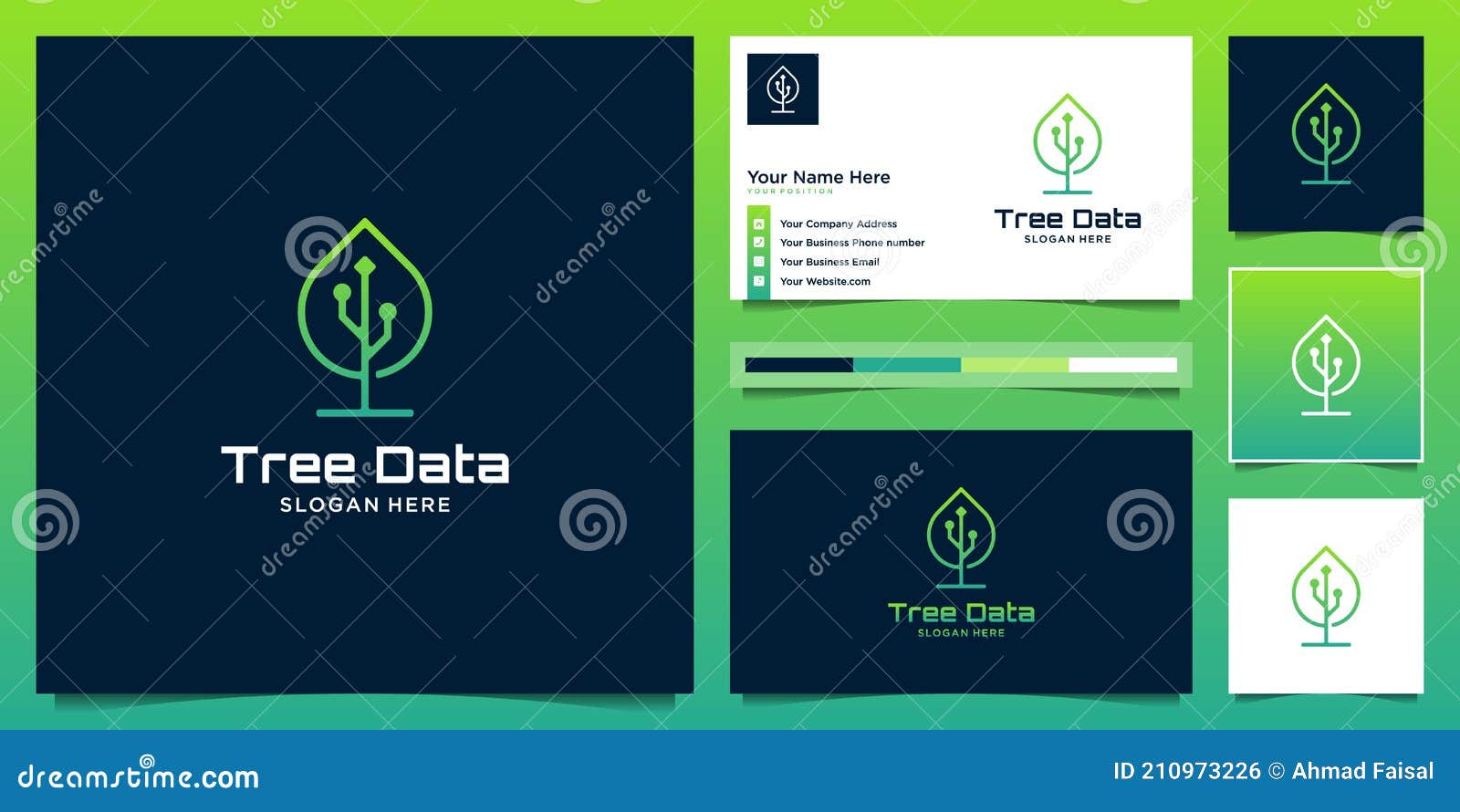 Creative Combine Leaf and Data Logo Design Template. Modern Symbol for ...