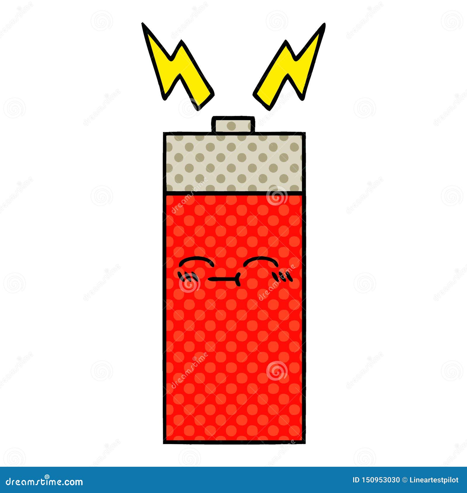 A Creative Comic Book Style Cartoon Battery Stock Vector - Illustration ...