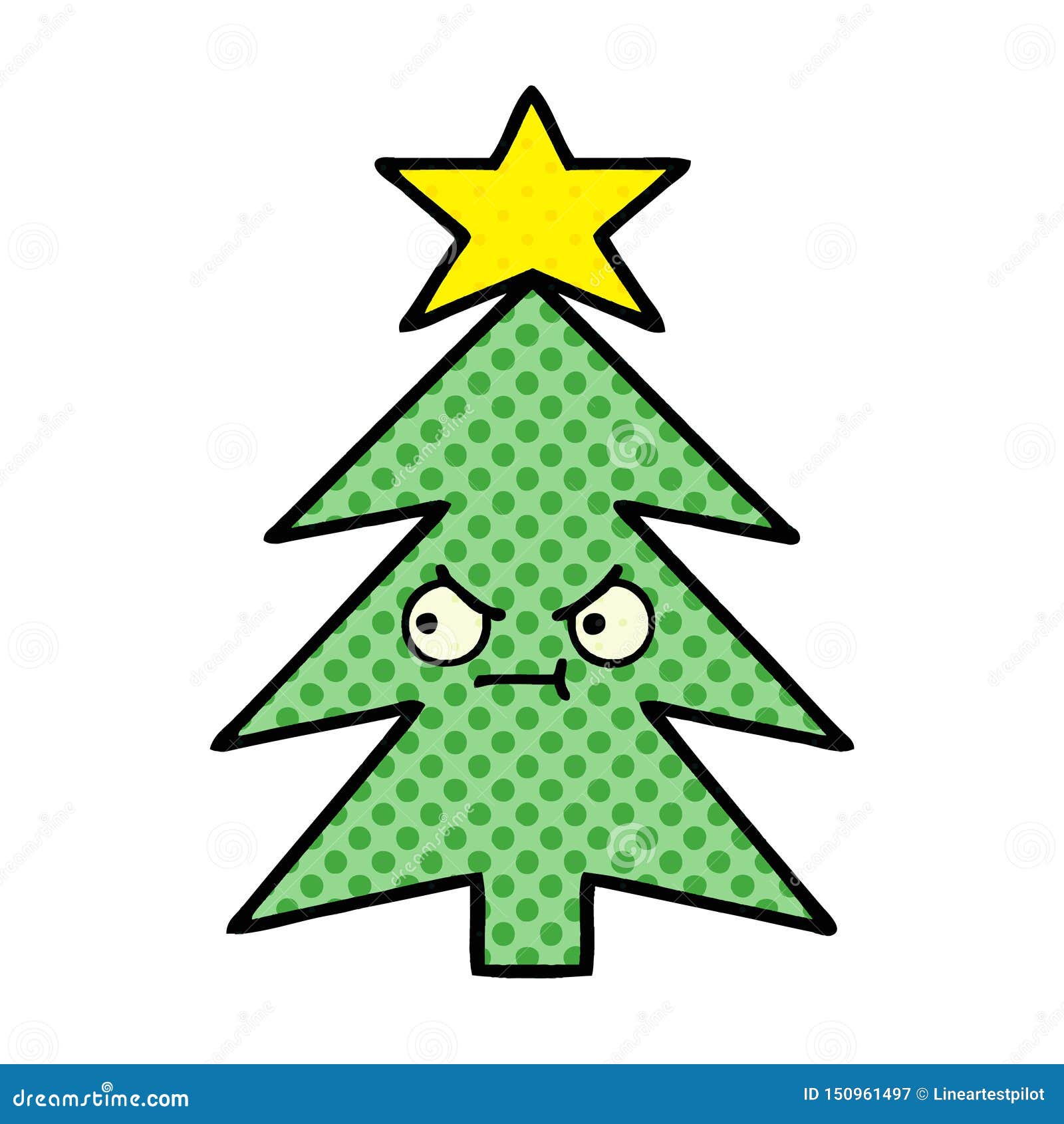 A Creative Comic Book Style Cartoon Christmas Tree Stock Vector ...