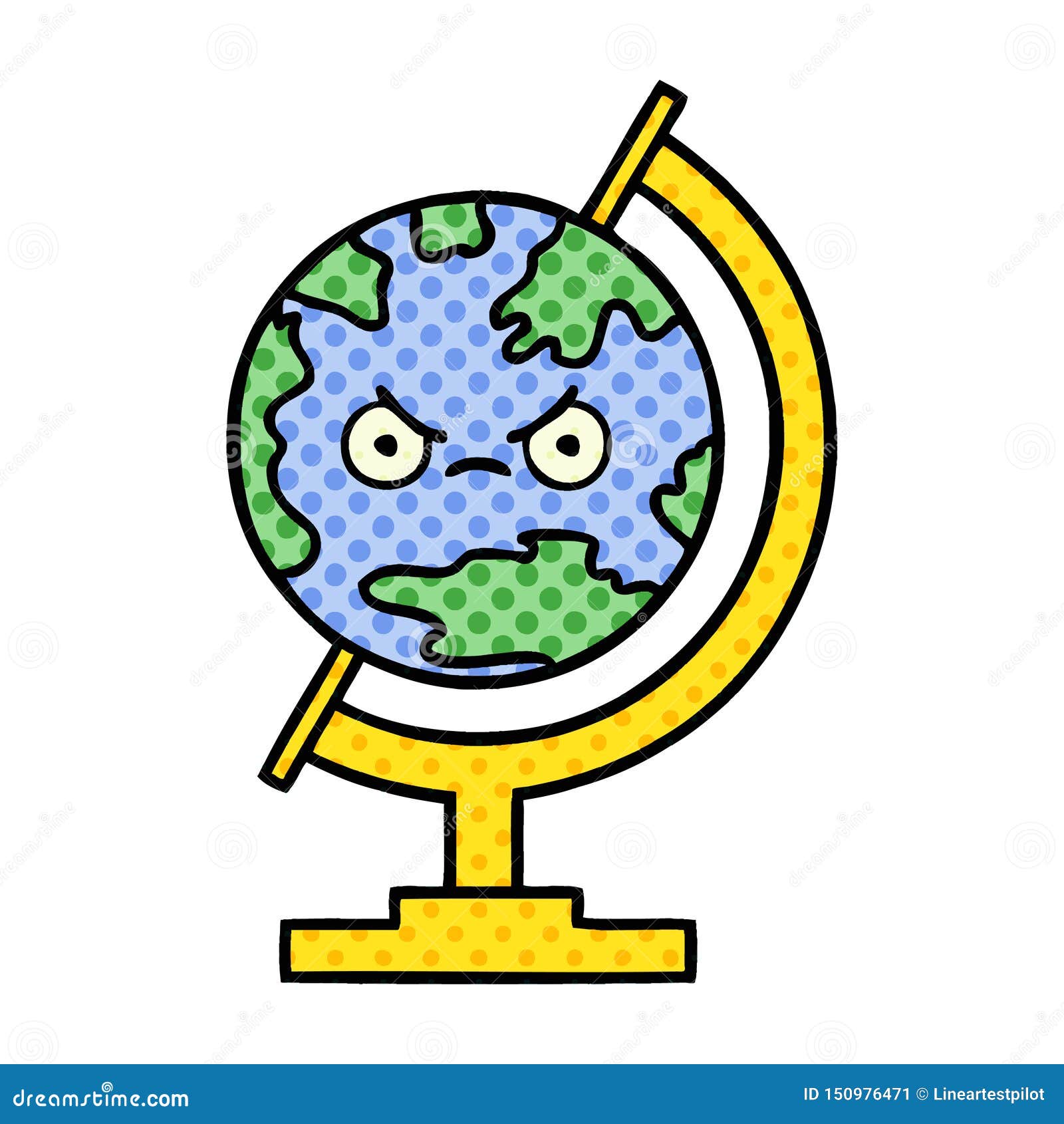 A Creative Comic Book Style Cartoon Globe of the World Stock Vector ...