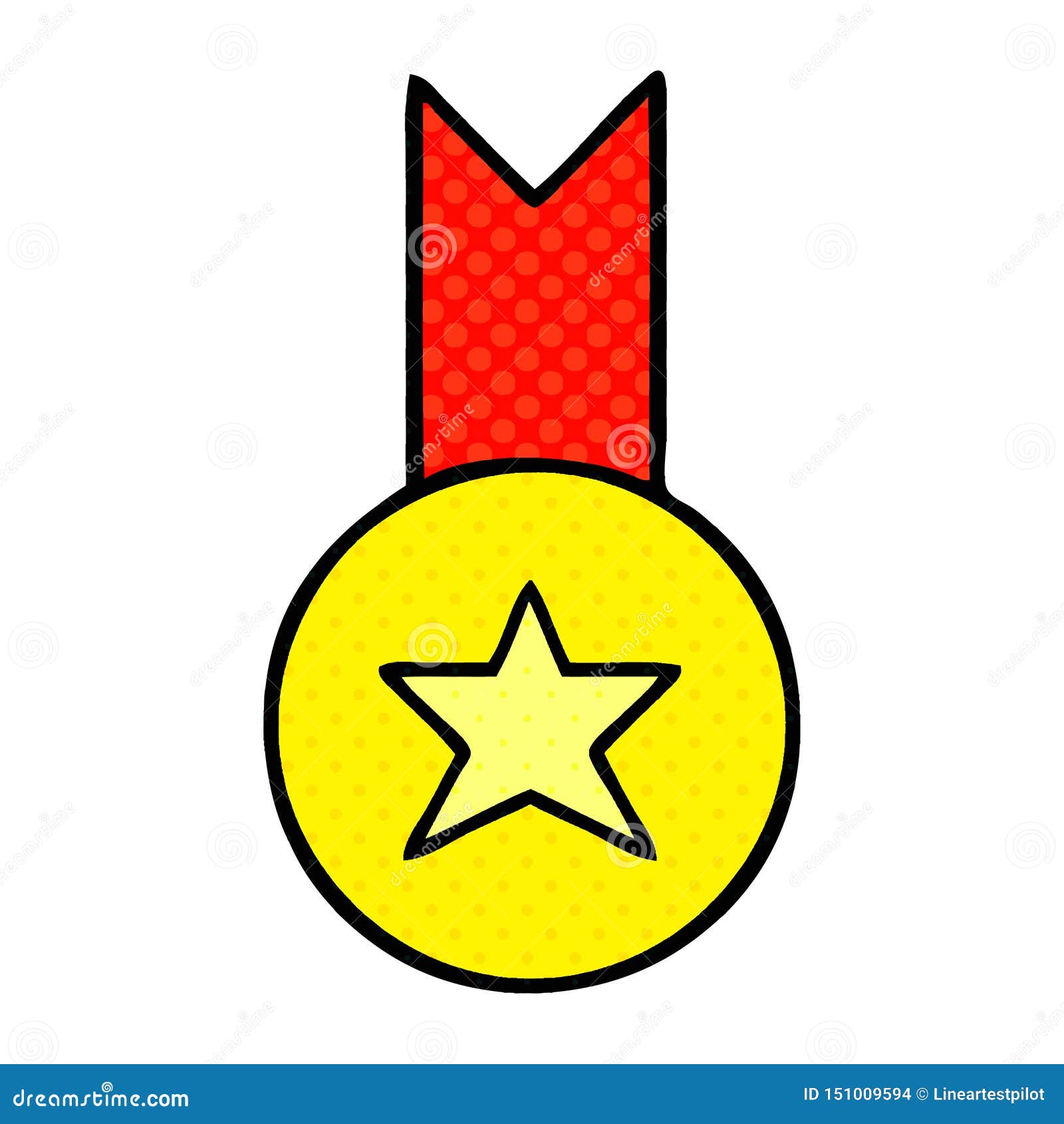 A Creative Comic Book Style Cartoon Gold Medal Stock Vector ...