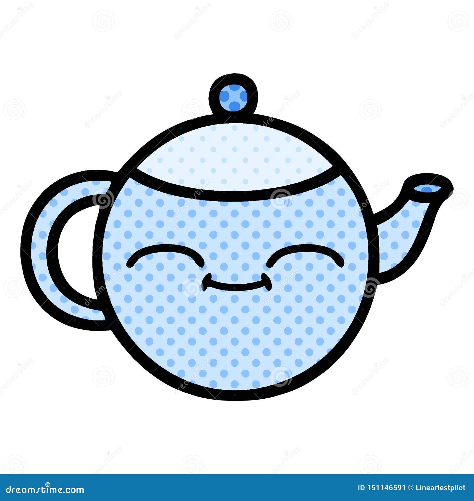 A Creative Comic Book Style Cartoon Happy Teapot Stock Vector ...