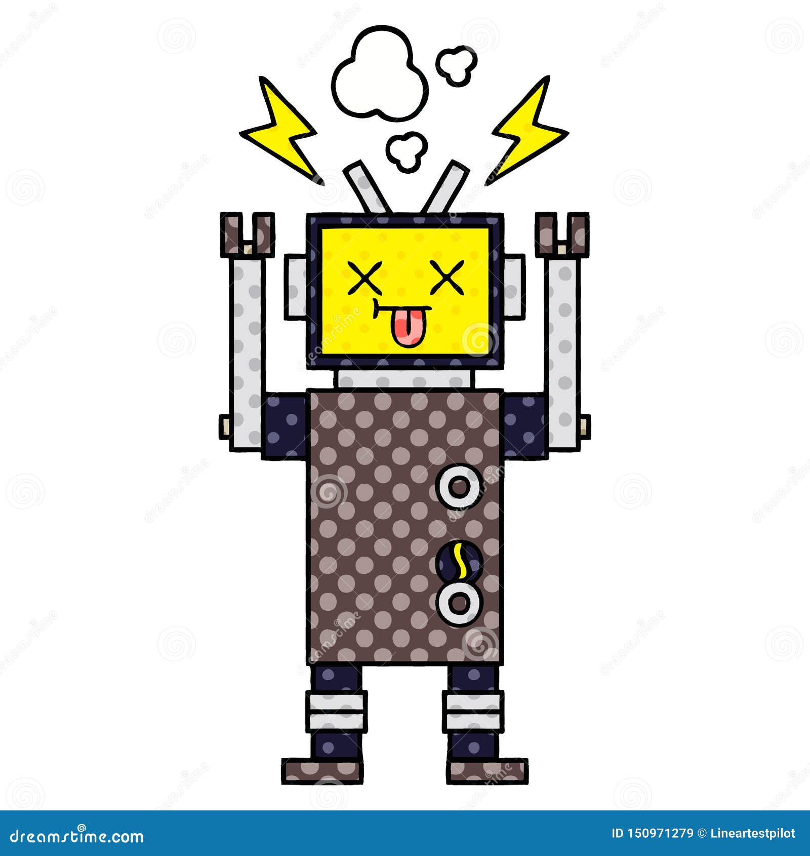 A Creative Comic Book Style Cartoon Malfunctioning Robot Stock Vector ...