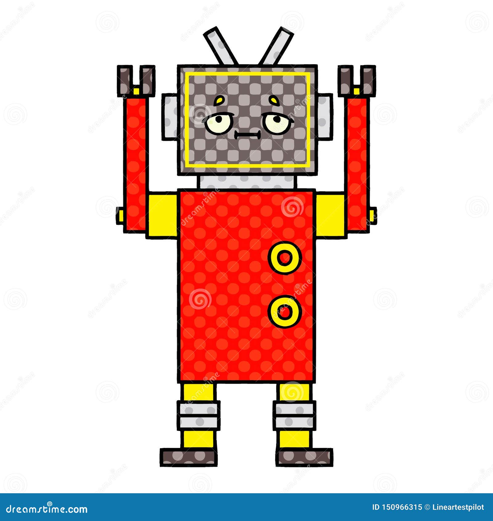 A Creative Comic Book Style Cartoon Robot Stock Vector - Illustration ...
