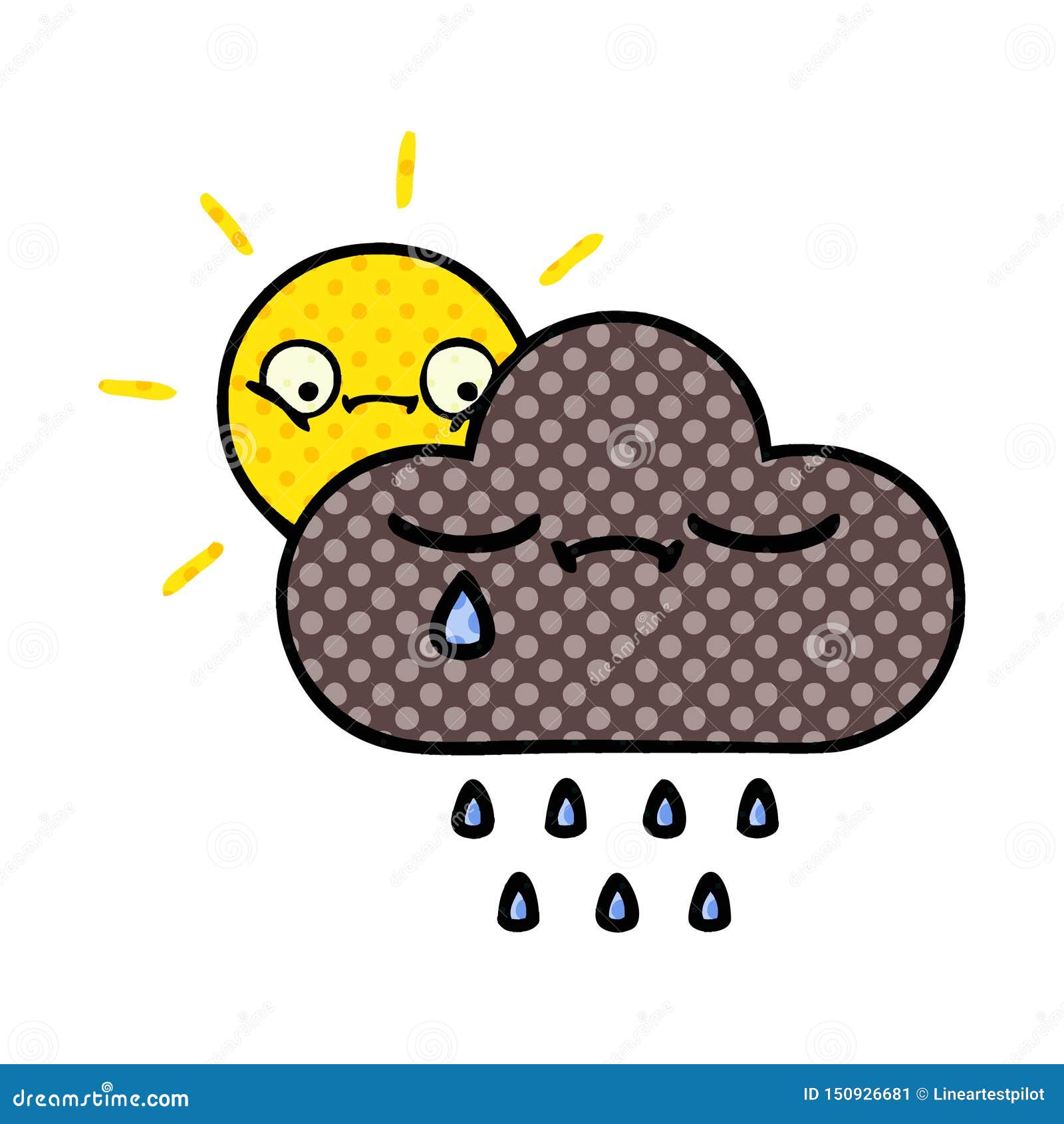 A Creative Comic Book Style Cartoon Storm Cloud and Sun Stock Vector ...