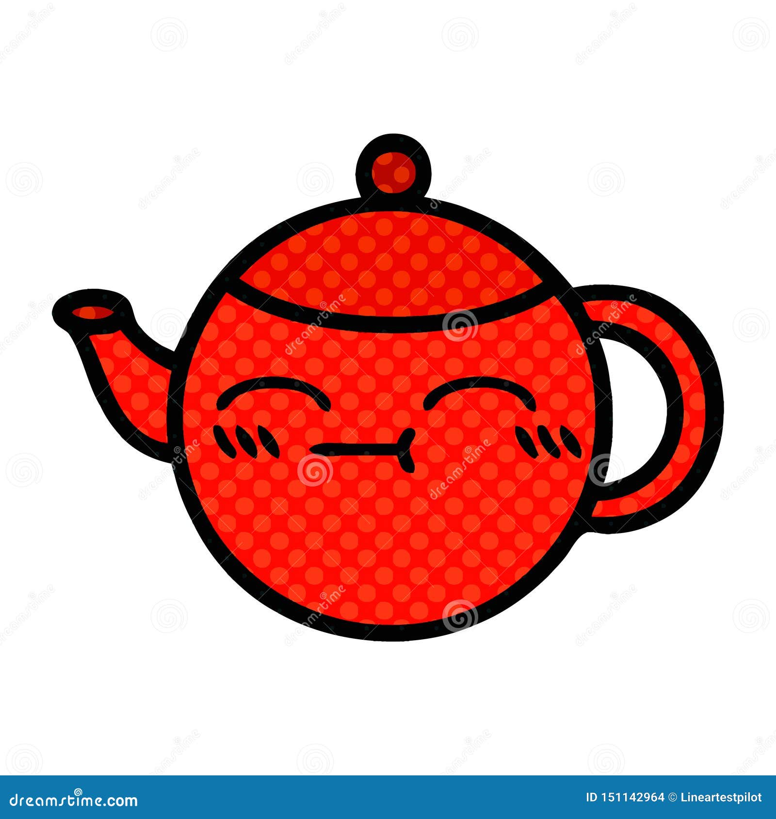 Cartoon Teapot Tea Pot Drink Face Object Cute Illustration Retro ...