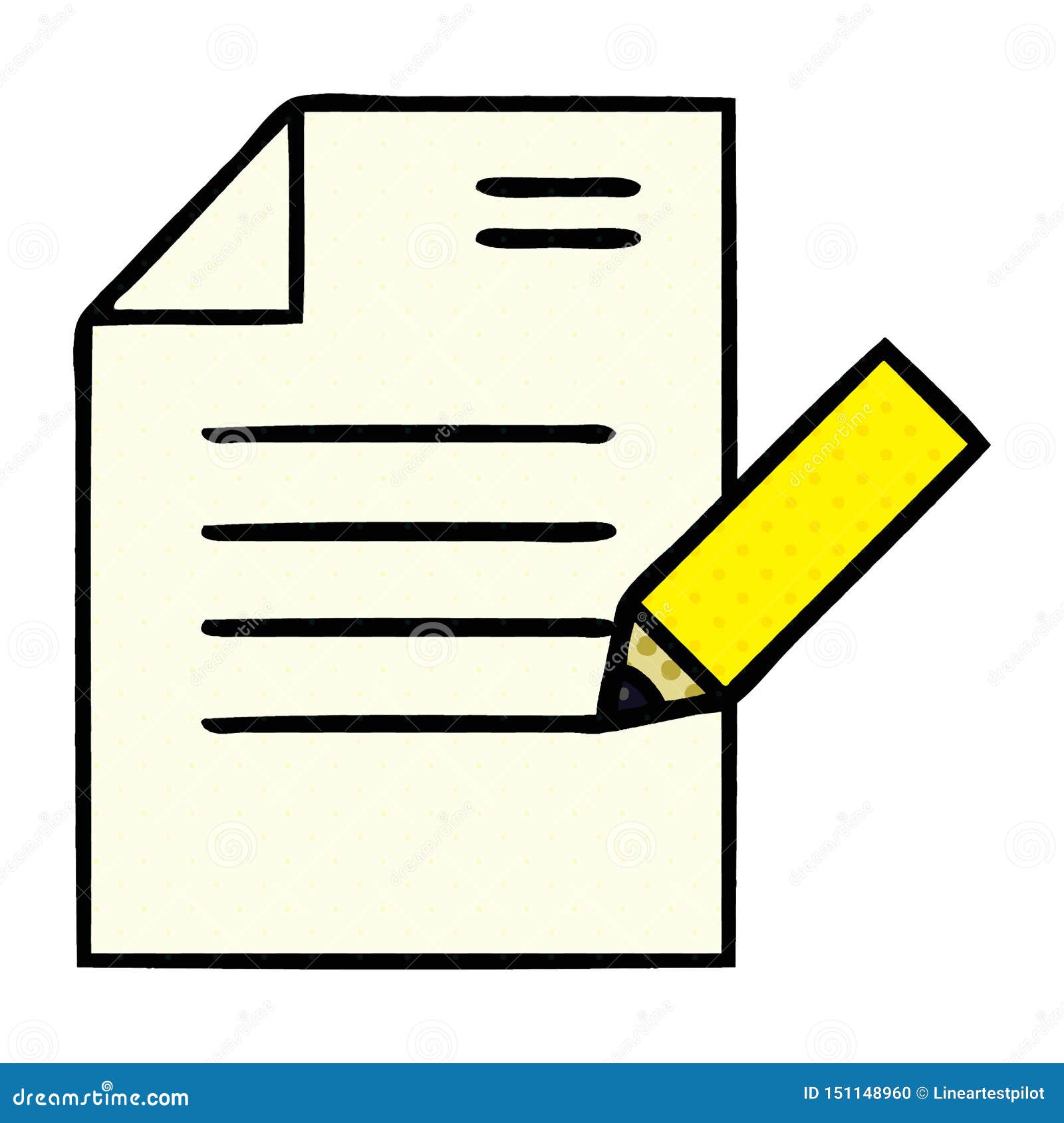 A Creative Comic Book Style Cartoon of Writing a Document Stock Vector ...