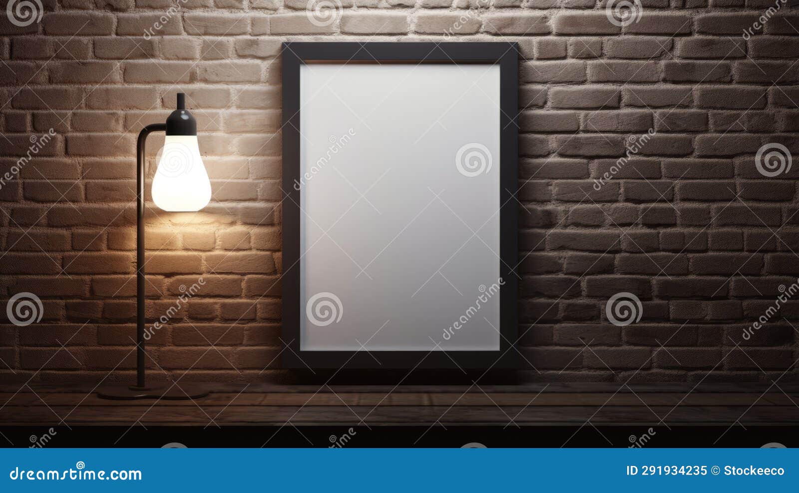 Creative Commons Attribution: Empty Blank Wall Frame with Lamp on Brick ...
