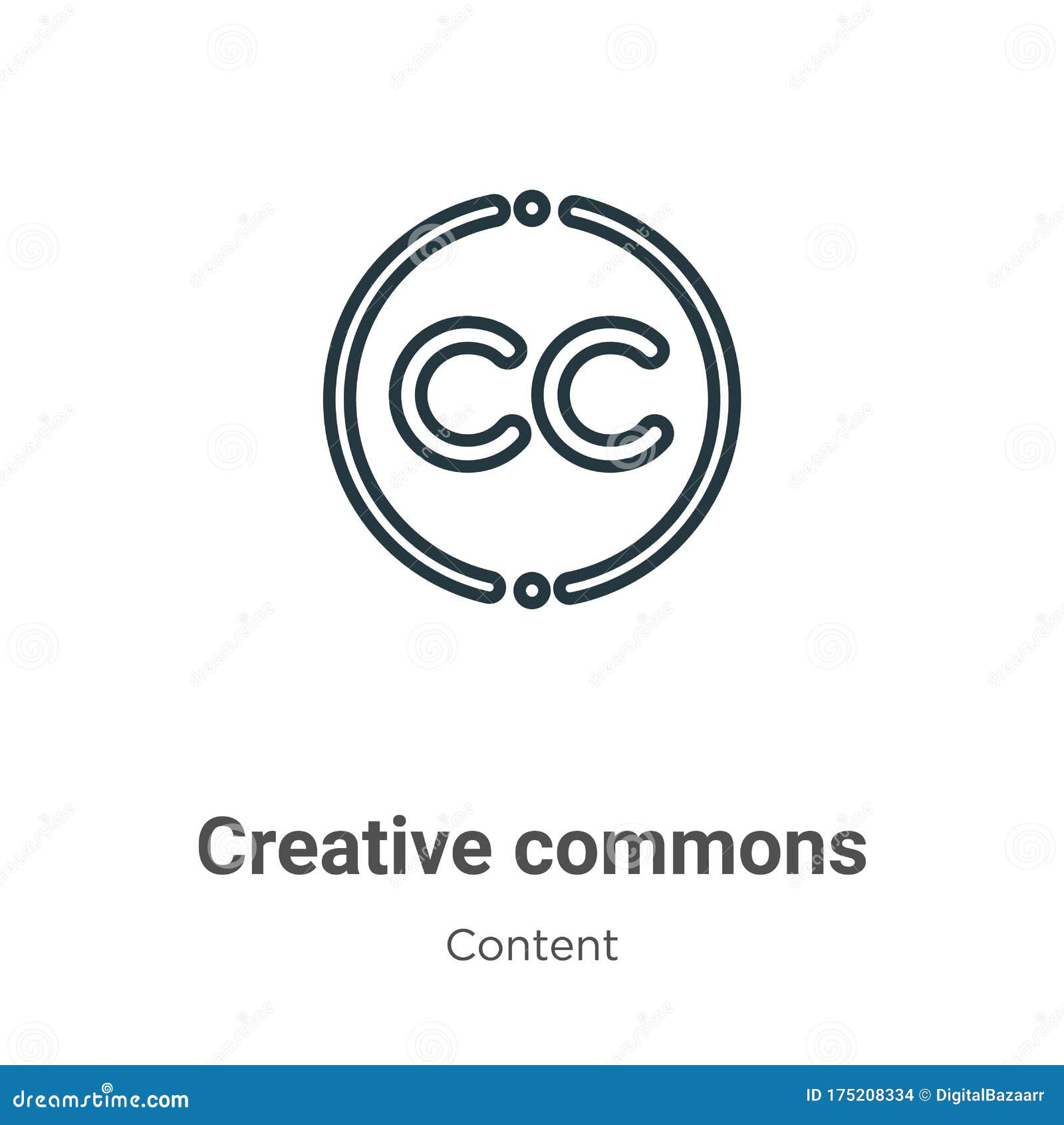 Creative Commons Outline Vector Icon. Thin Line Black Creative Commons ...