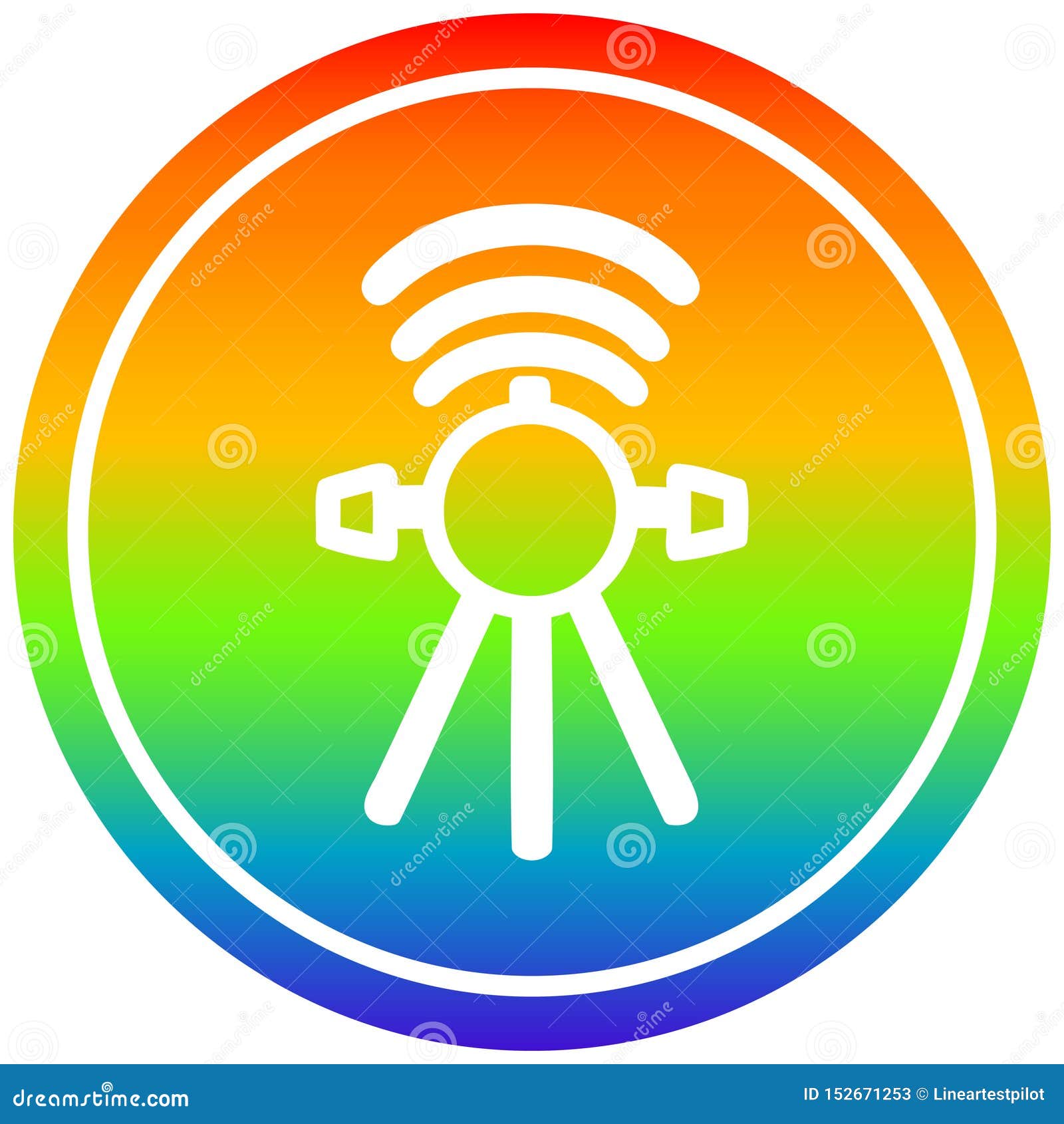 A Creative Communications Satellite Circular in Rainbow Spectrum Stock ...