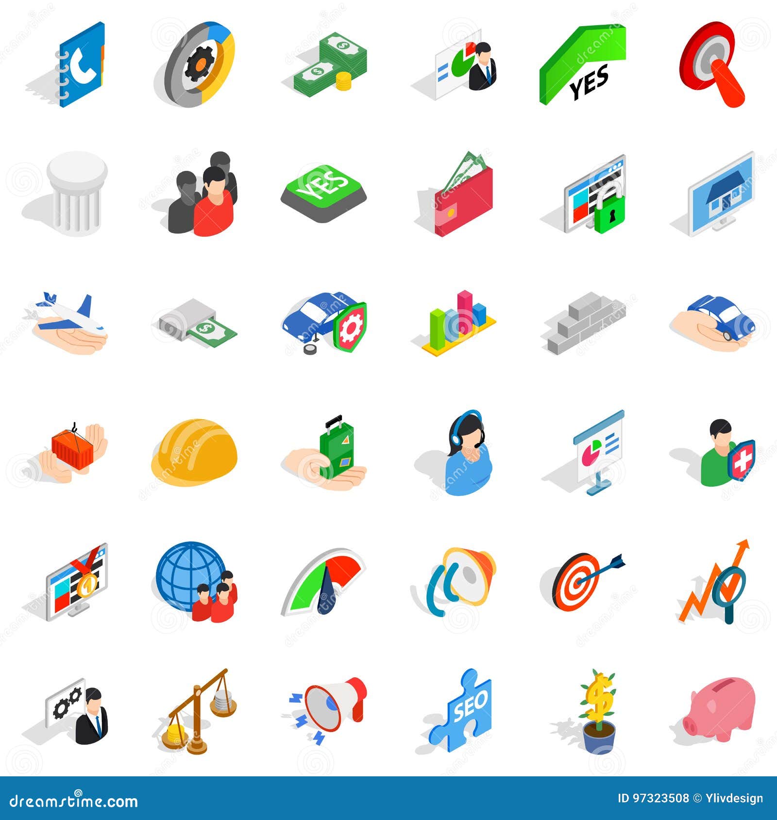Creative Company Icons Set, Isometric Style Stock Vector - Illustration ...