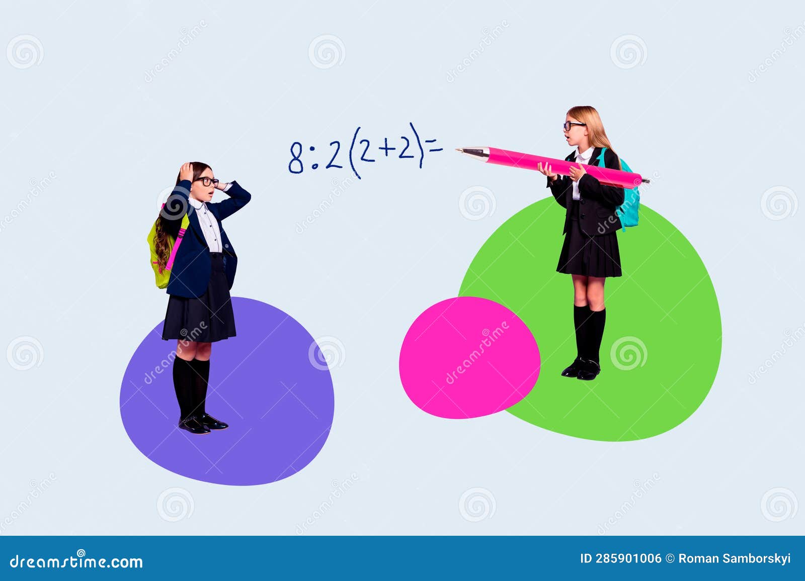 Creative Composite Artwork Sketch Photo Collage of Clever Smart Girl ...