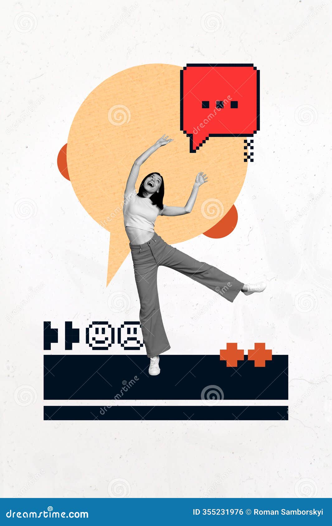 Creative Composite Sketch Design Artwork Collage of Speech Bubble Empty ...