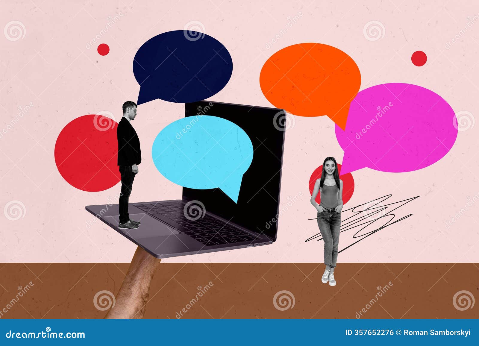 Creative Composite Sketch Design Artwork Collage of Speech Bubble Empty ...