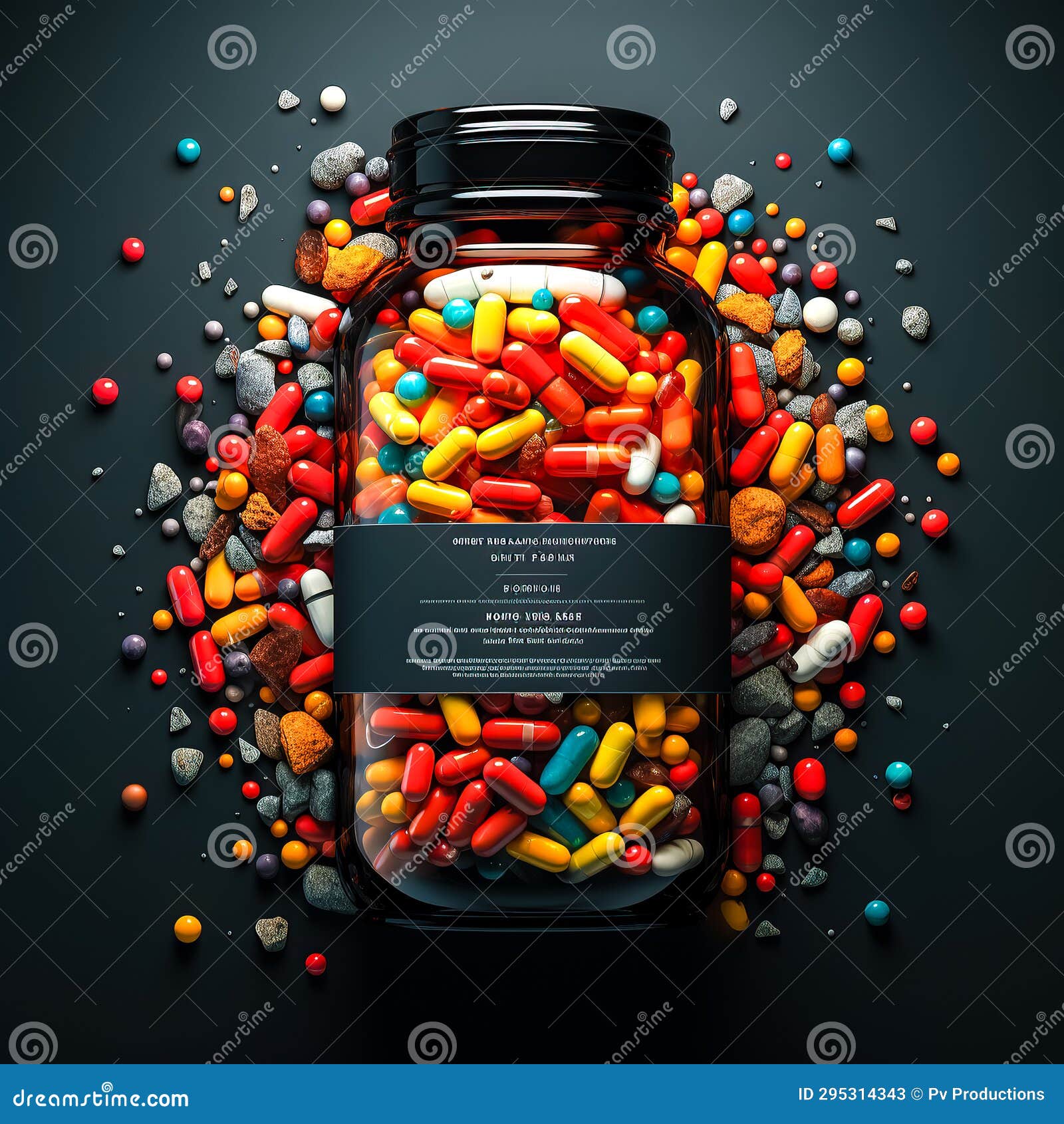Creative Composition with Bright Capsules, Top View. Stock Image ...
