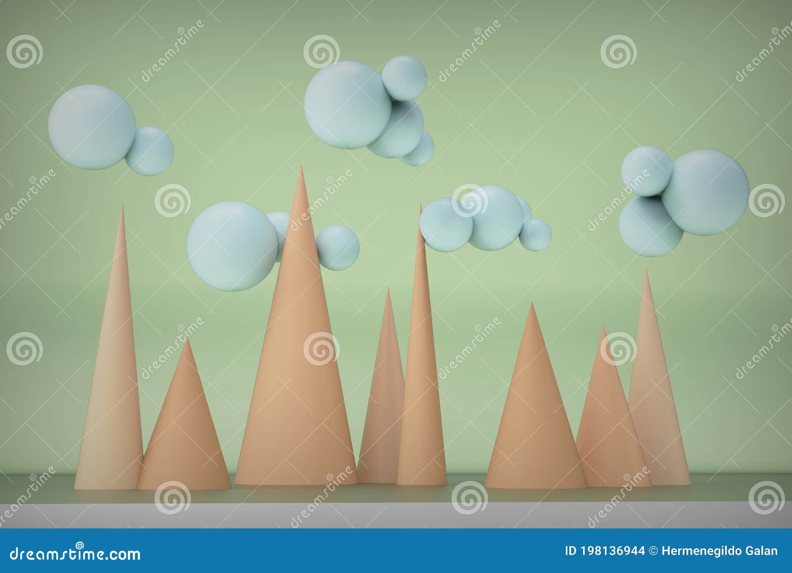 Creative Composition from 3d Shapes Balls and Cones As a Natural ...