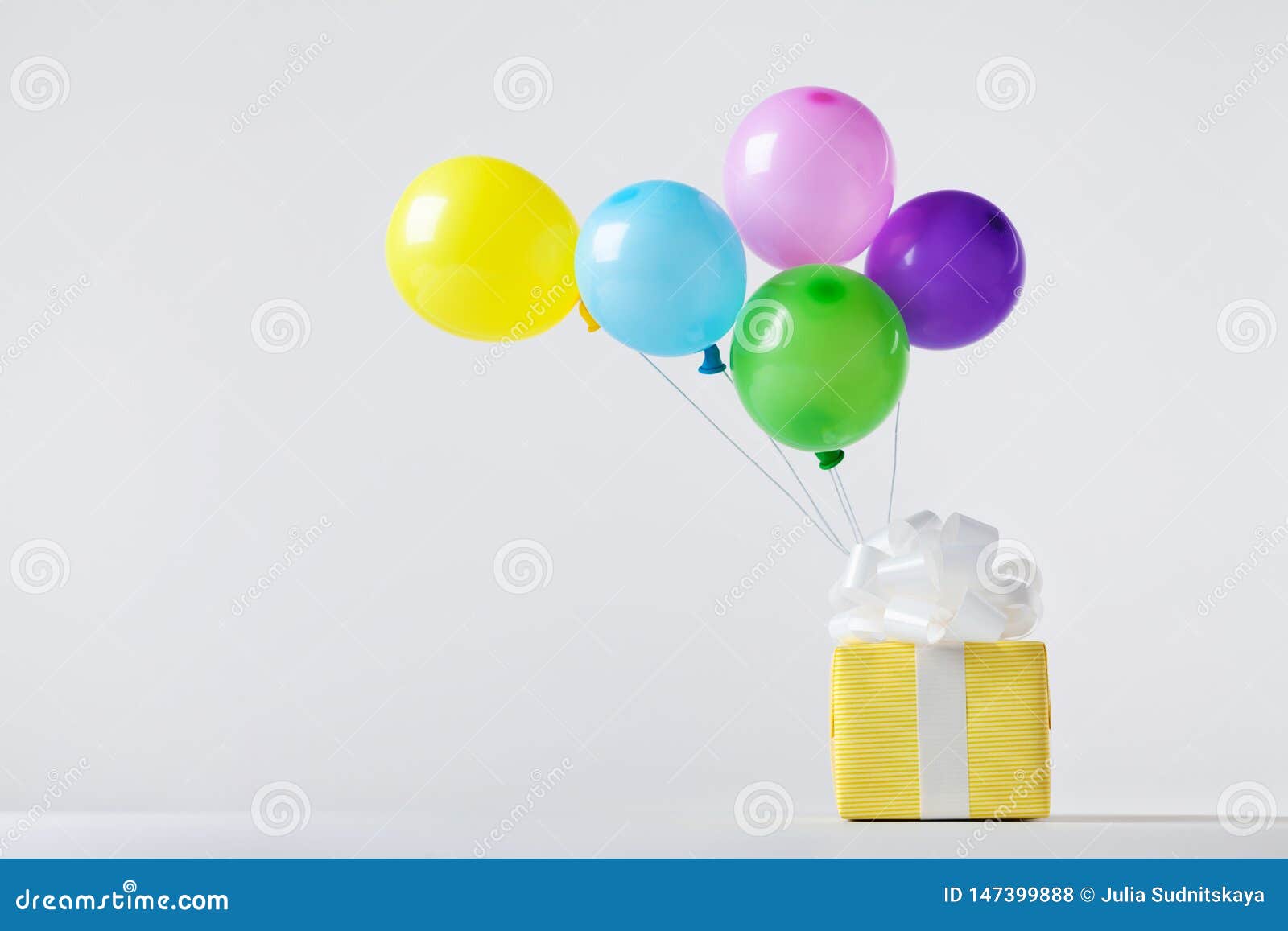 Creative Composition with Gift Box and Flying Colorful Balloons ...