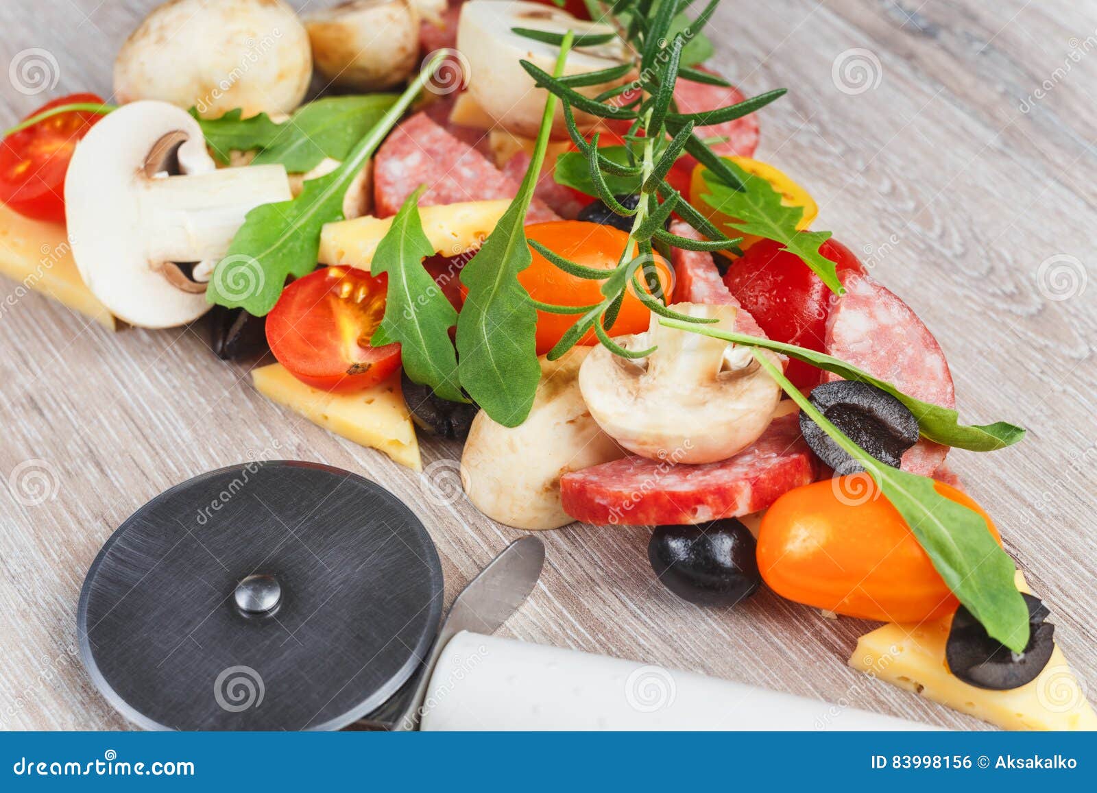 Creative Composition of Ingredients Stock Photo - Image of cheese, meat ...