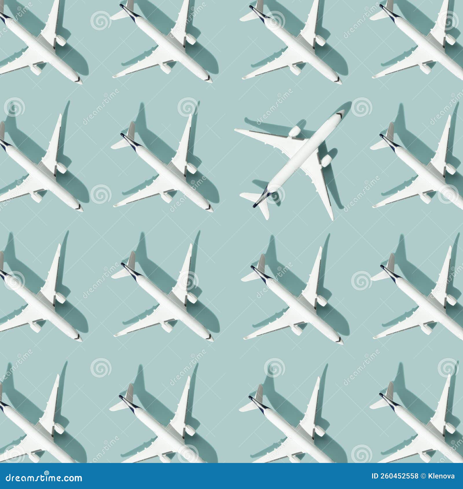 Creative Composition Made with Passenger Plane on Blue Background ...