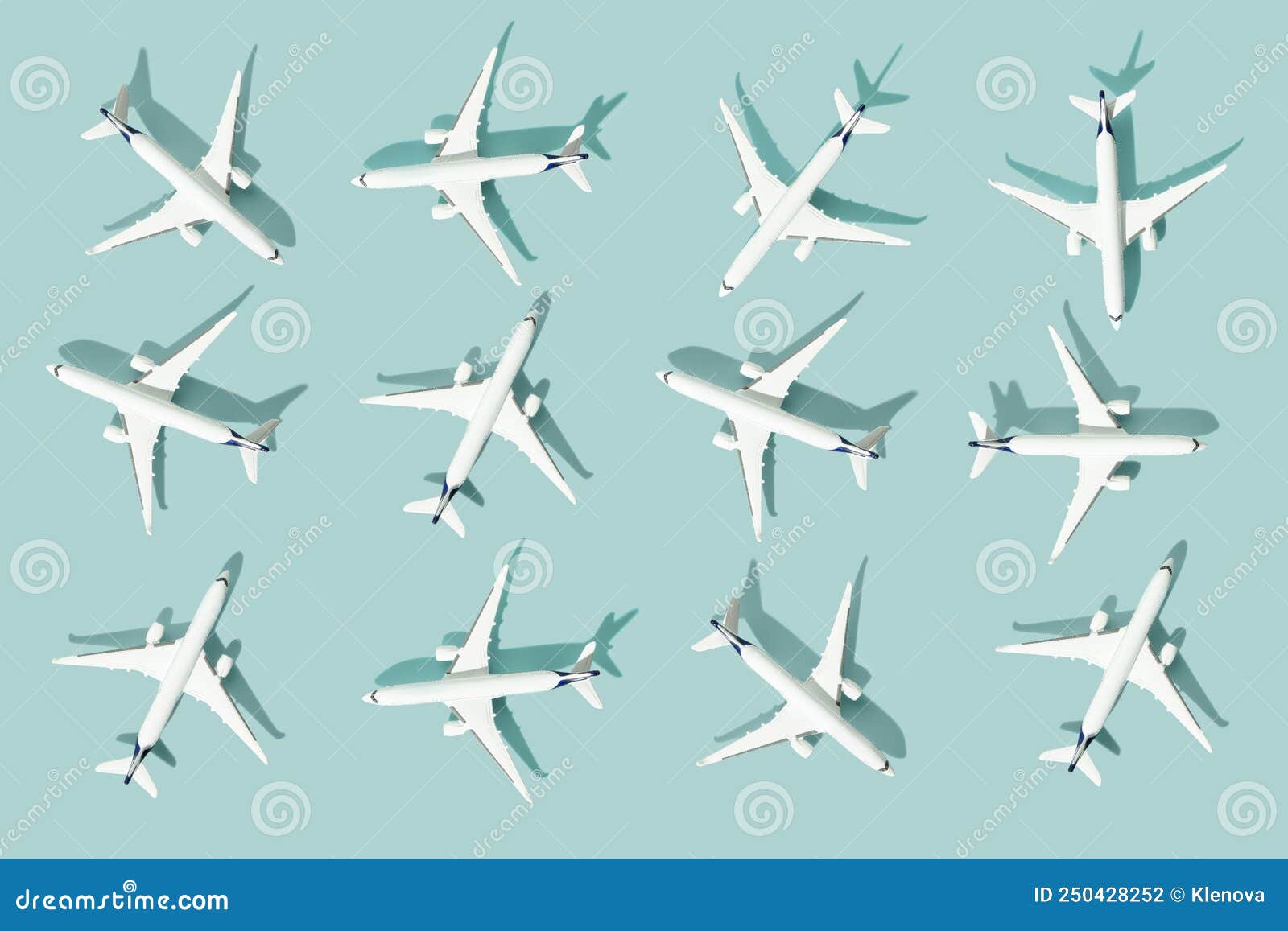 Creative Composition Made with Passenger Plane on Blue Background ...