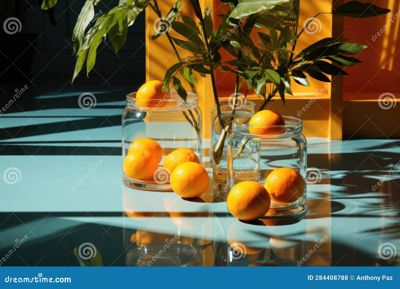 Creative Composition: Playful Orange Fruit Shadow - Generative AI Stock ...
