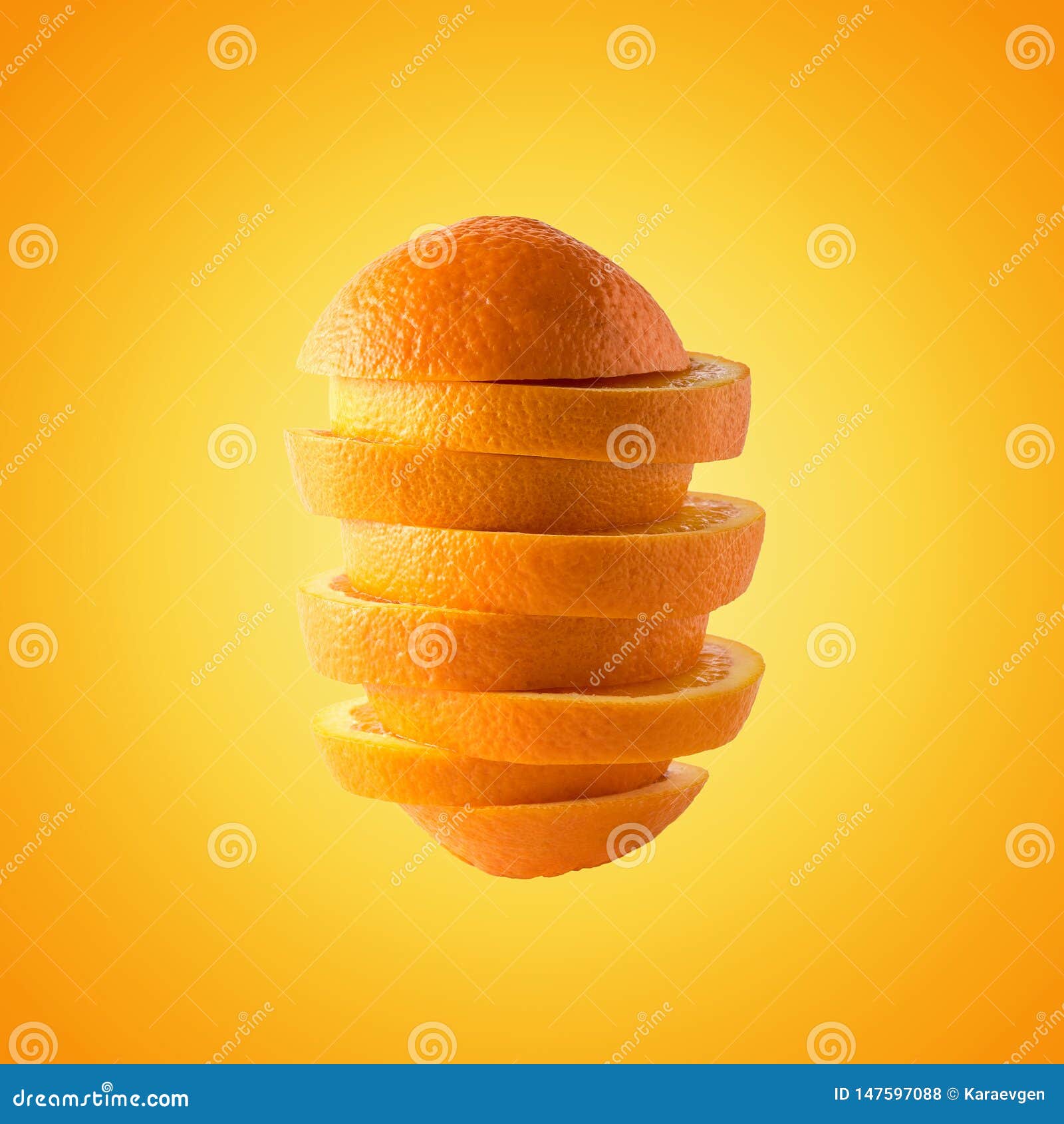 Creative Composition with Sliced Orange on Bright Background. Minimal ...