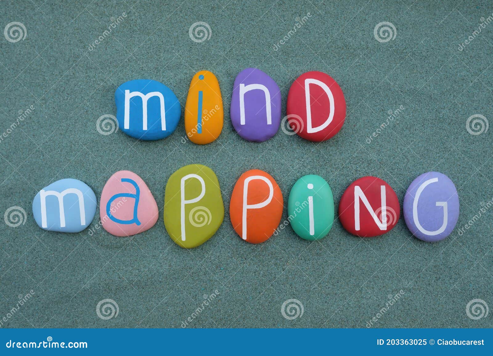 Mind Mapping, Study Method Composed with Multi Colored Stone Letters ...