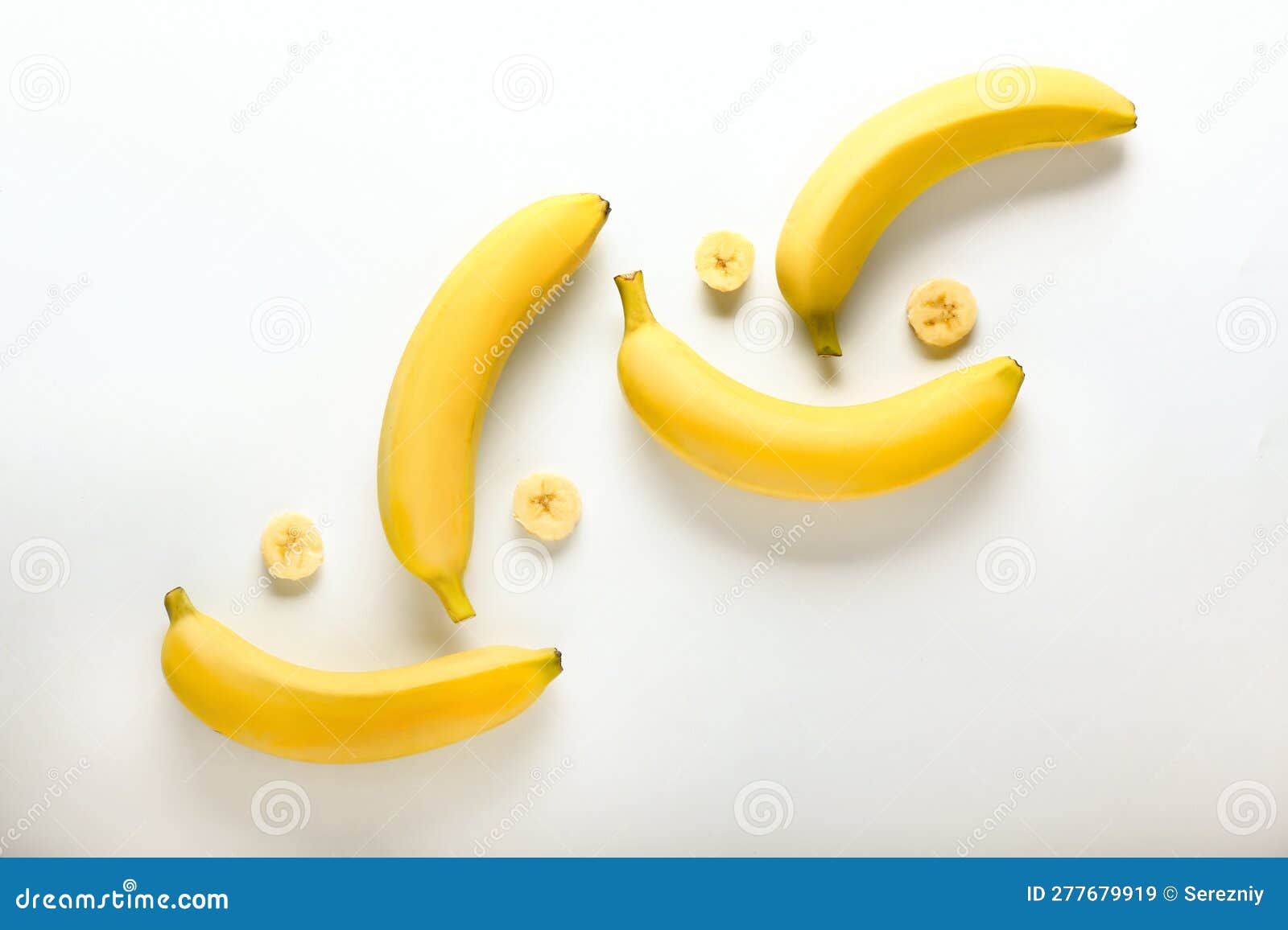 Creative Composition with Tasty Fresh Bananas on White Background Stock ...