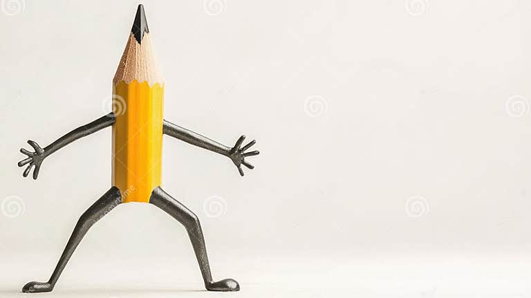 Creative Concept of Anthropomorphic Pencil with Limbs on White ...
