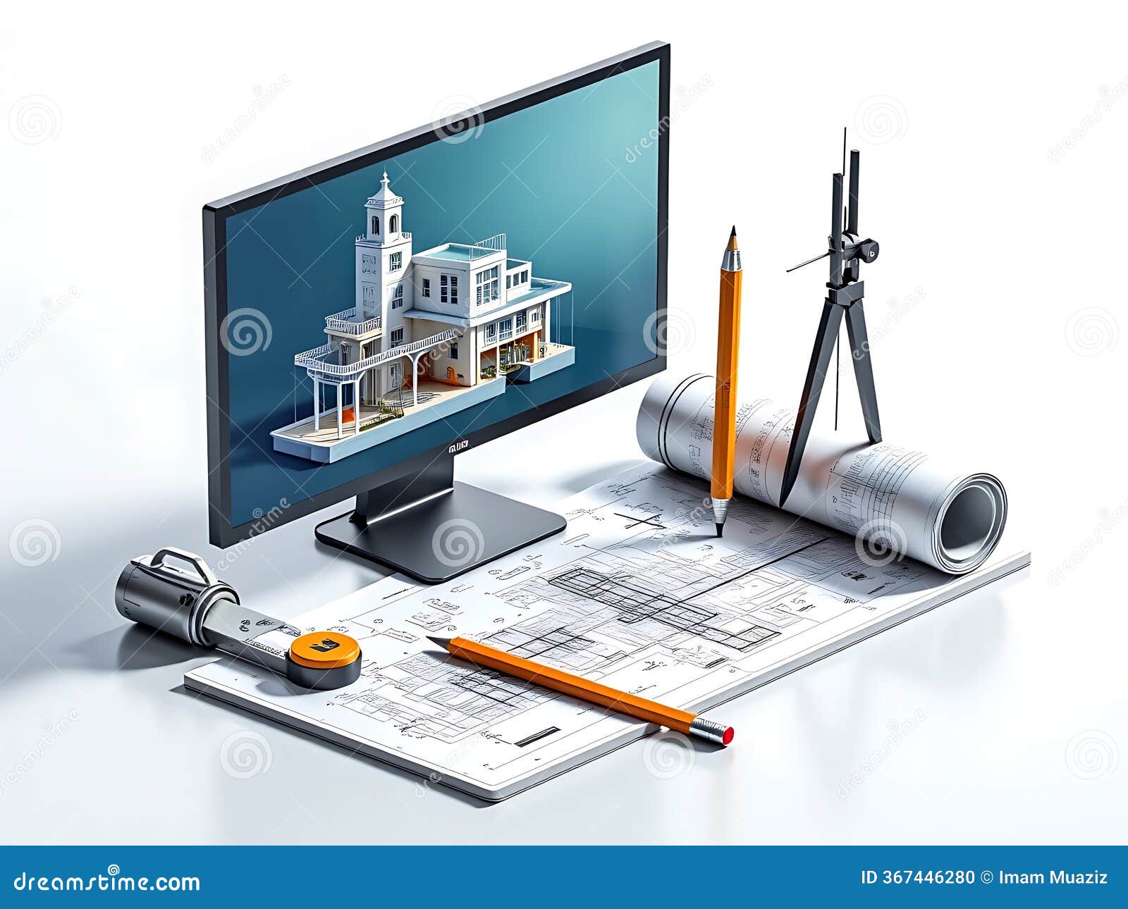 Precision, Compass Isometric Icon. 3d Line Art Technical Drawing ...